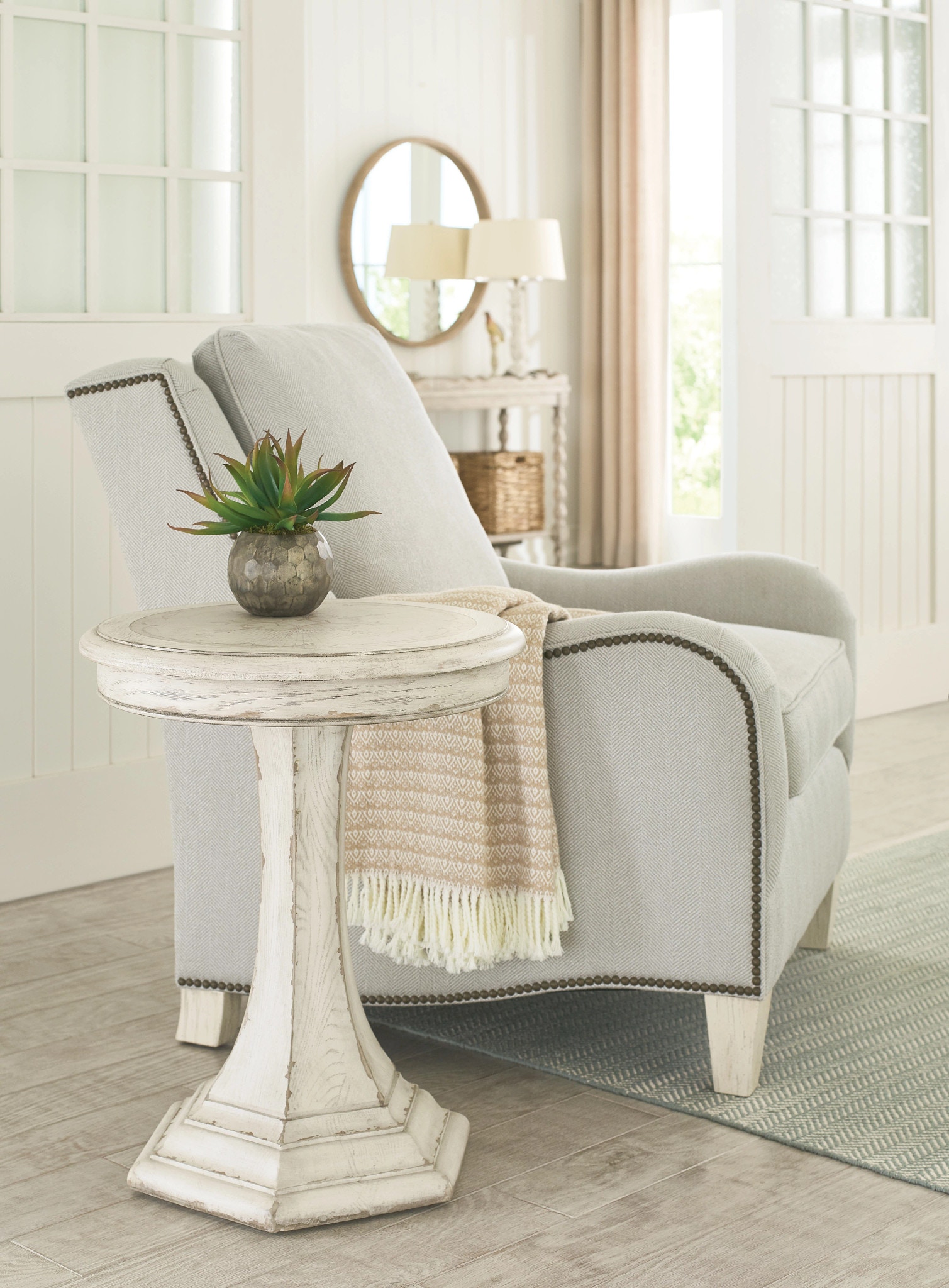 American Drew Living Room Civette Round End Table - Creme 309-916C ...
