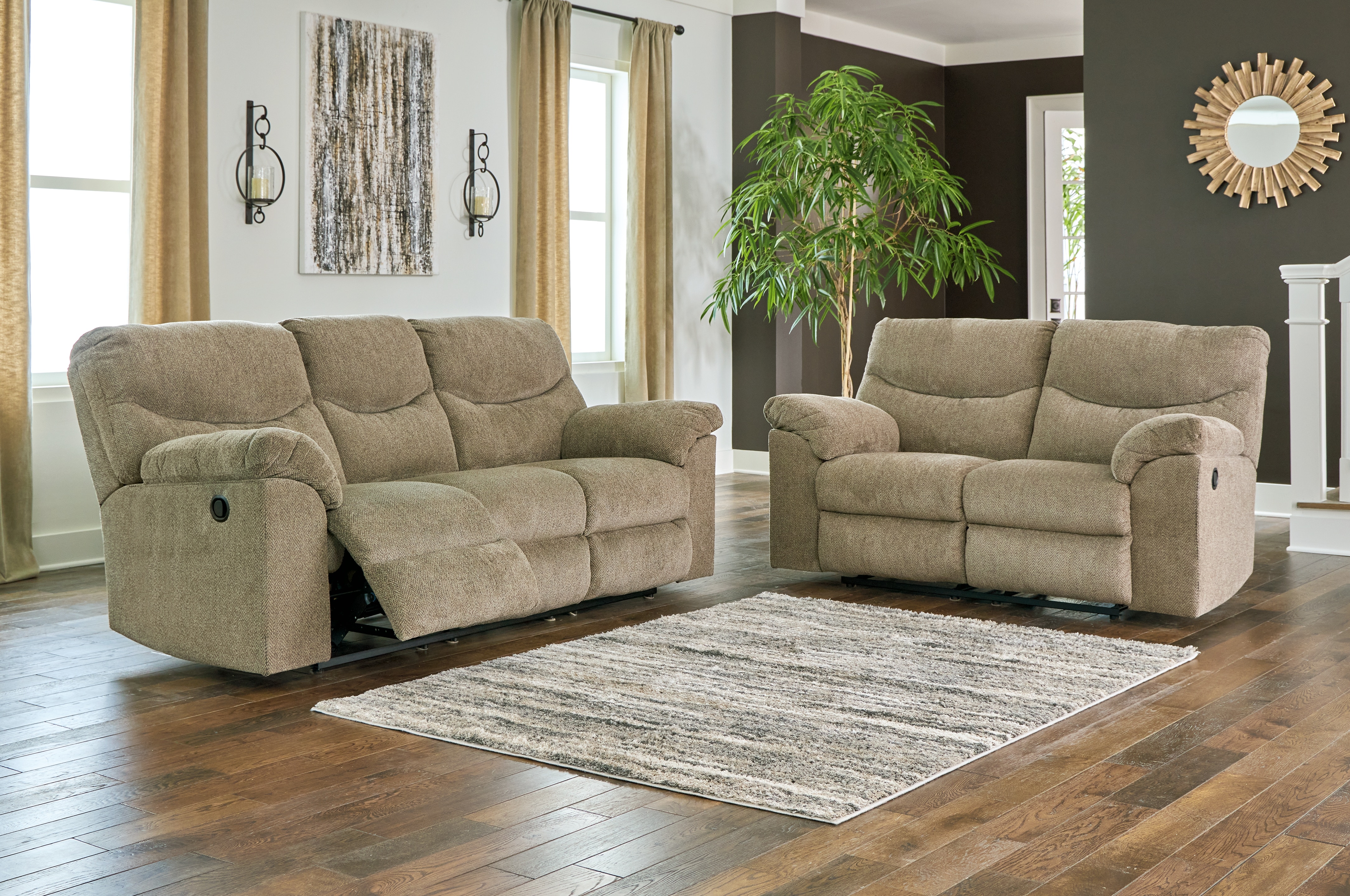 Signature Design by Ashley Living Room Alphons Reclining Sofa and ...