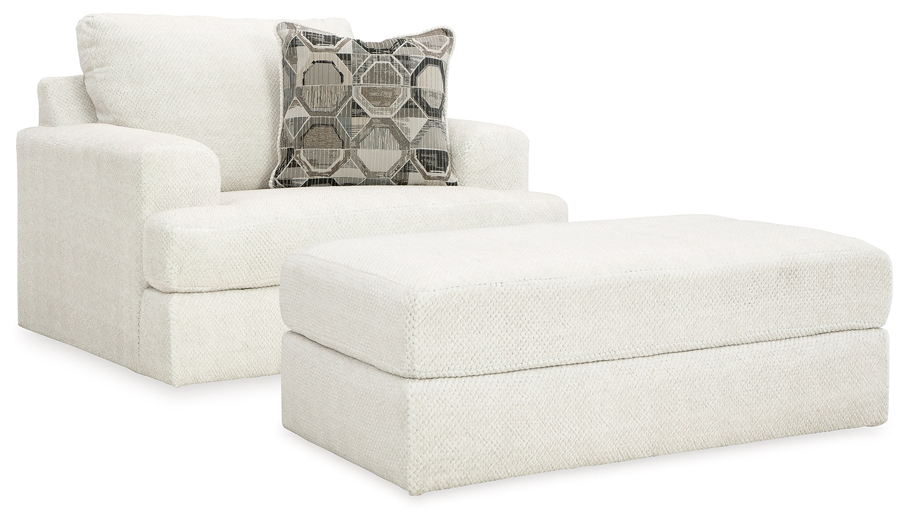 Oversized white chair with ottoman store