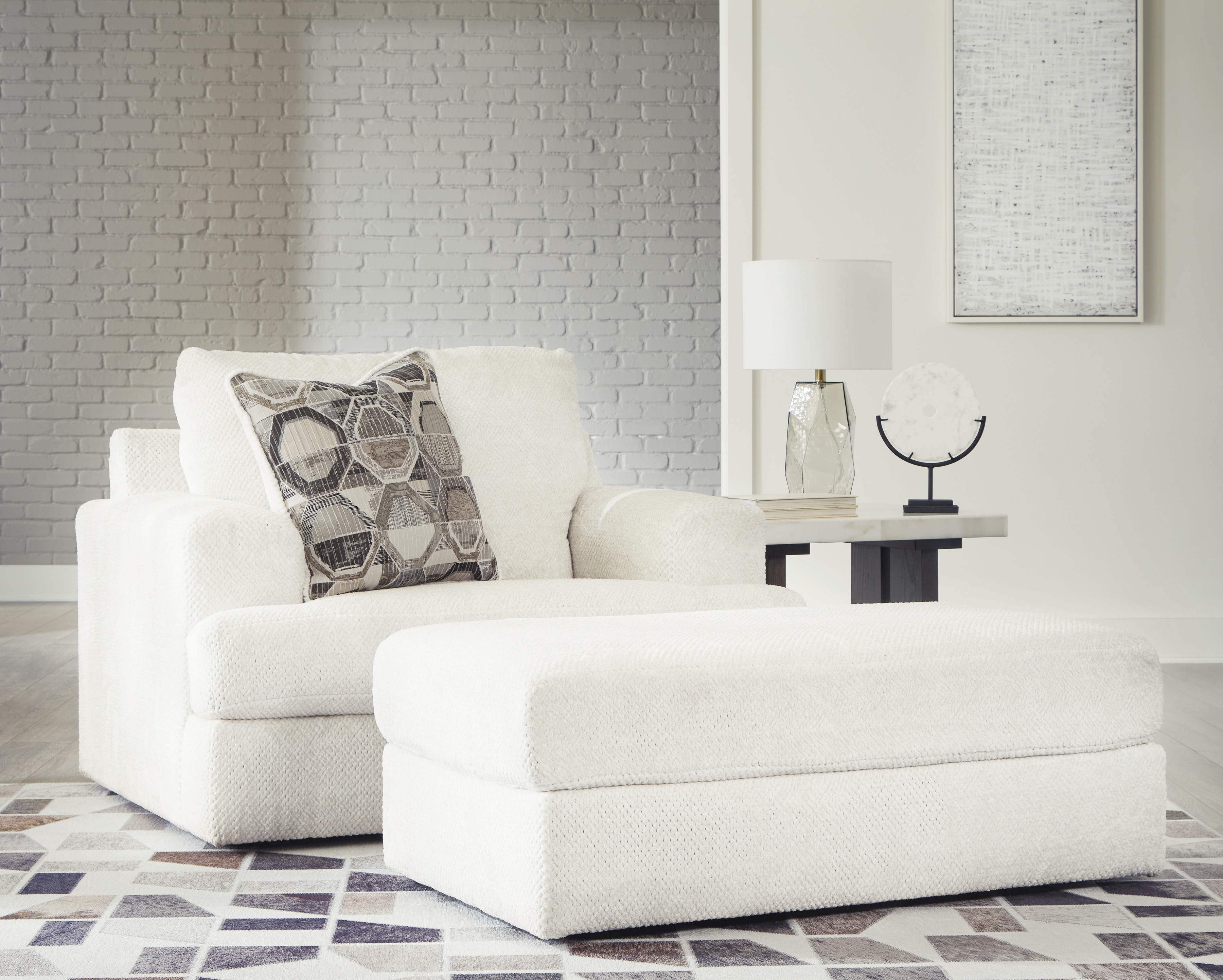 Oversized white chair with ottoman store