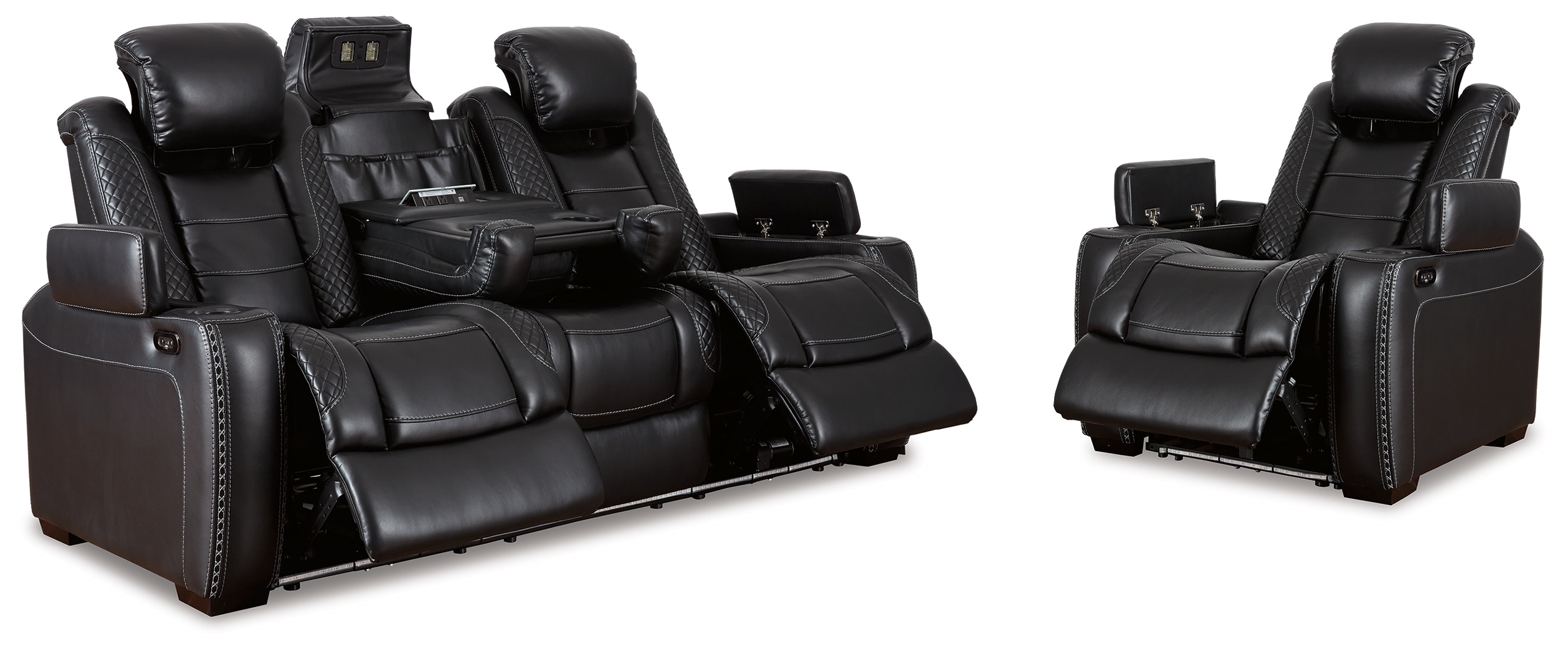 Ashley Party Time Power Reclining with Adjustable Headrest Sofa ...