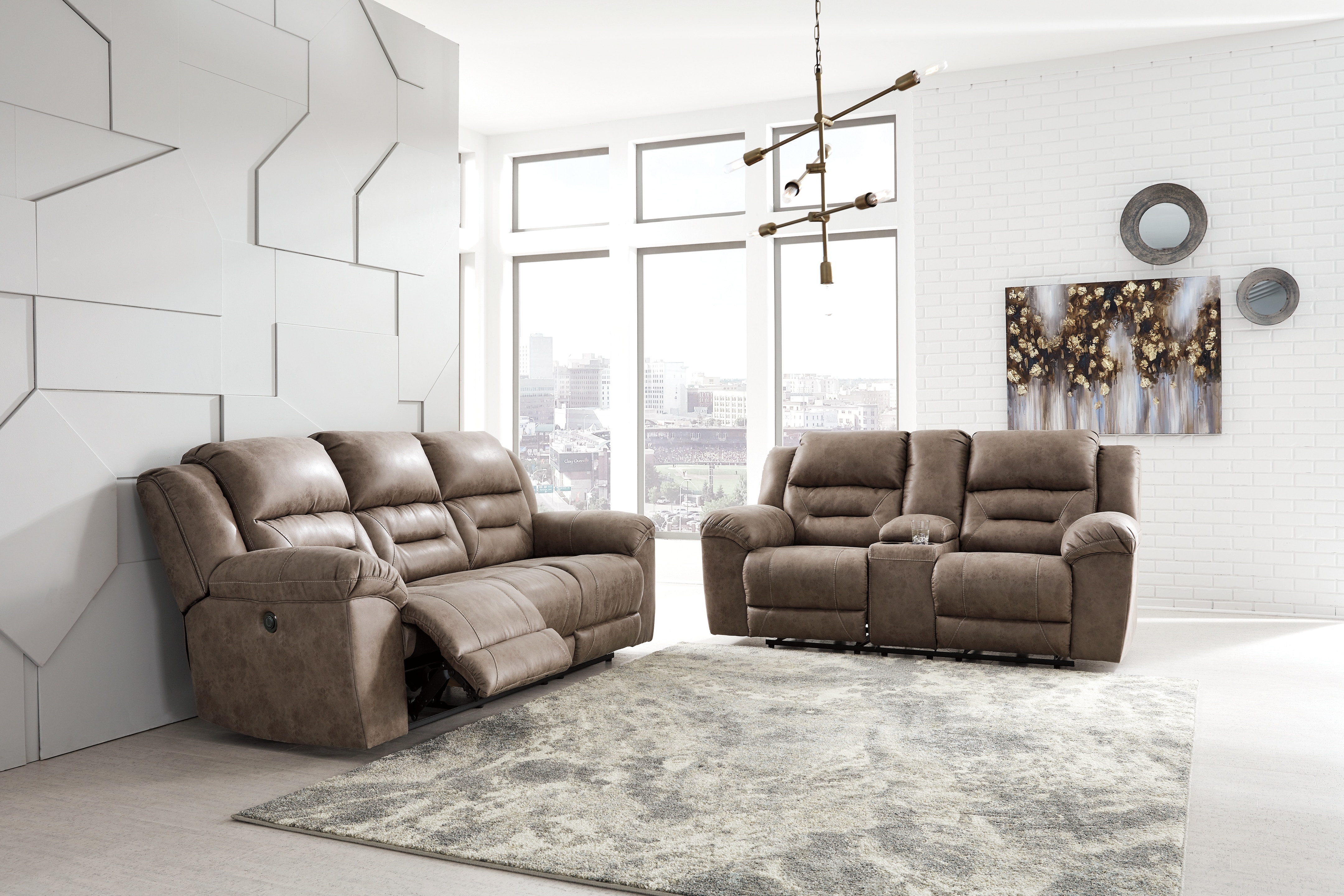 Signature Design by Ashley Living Room Stoneland Power Reclining Sofa and Loveseat 39905U3
