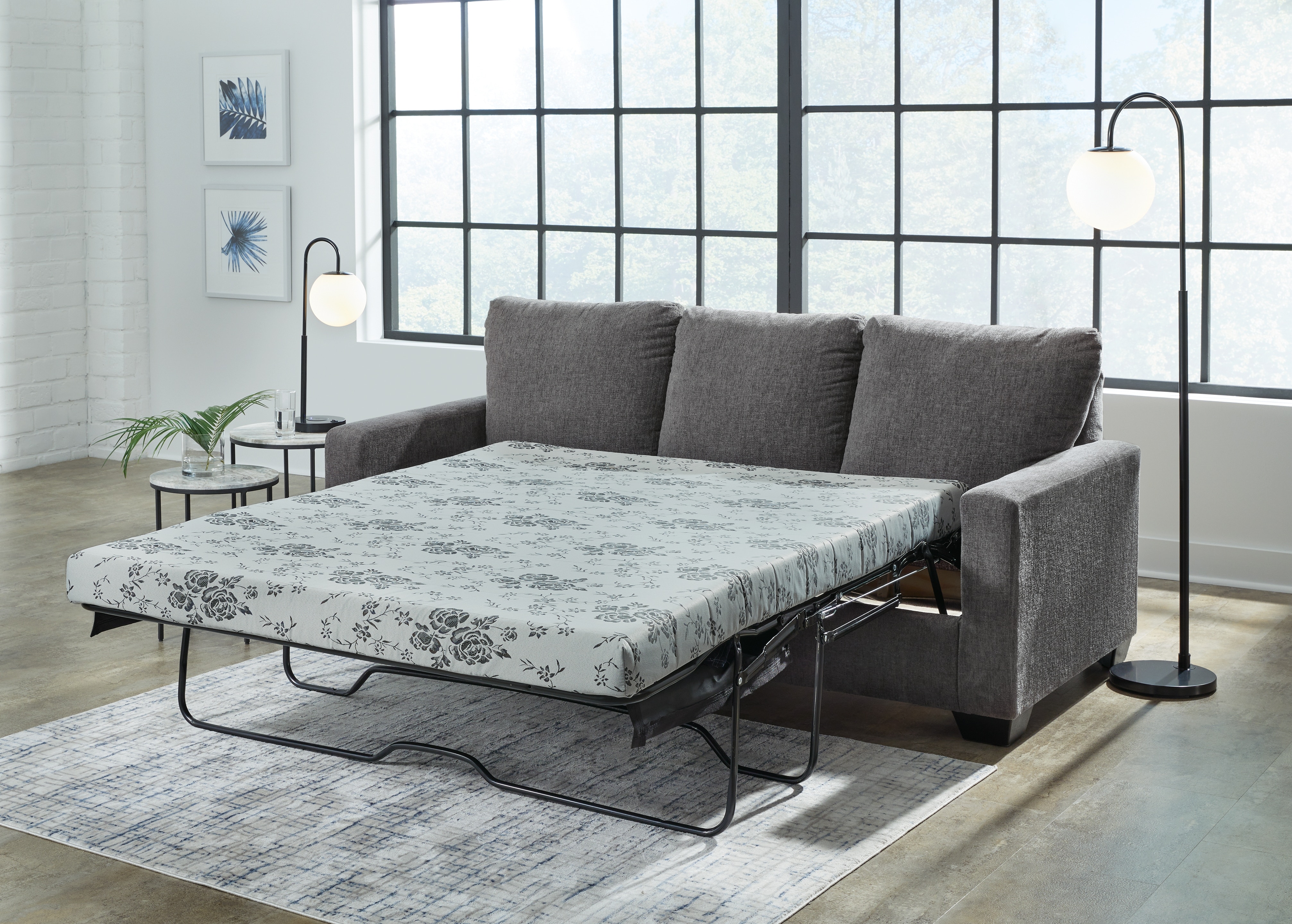 Signature Design by Ashley Living Room Rannis Pewter Queen Sofa Sleeper ...