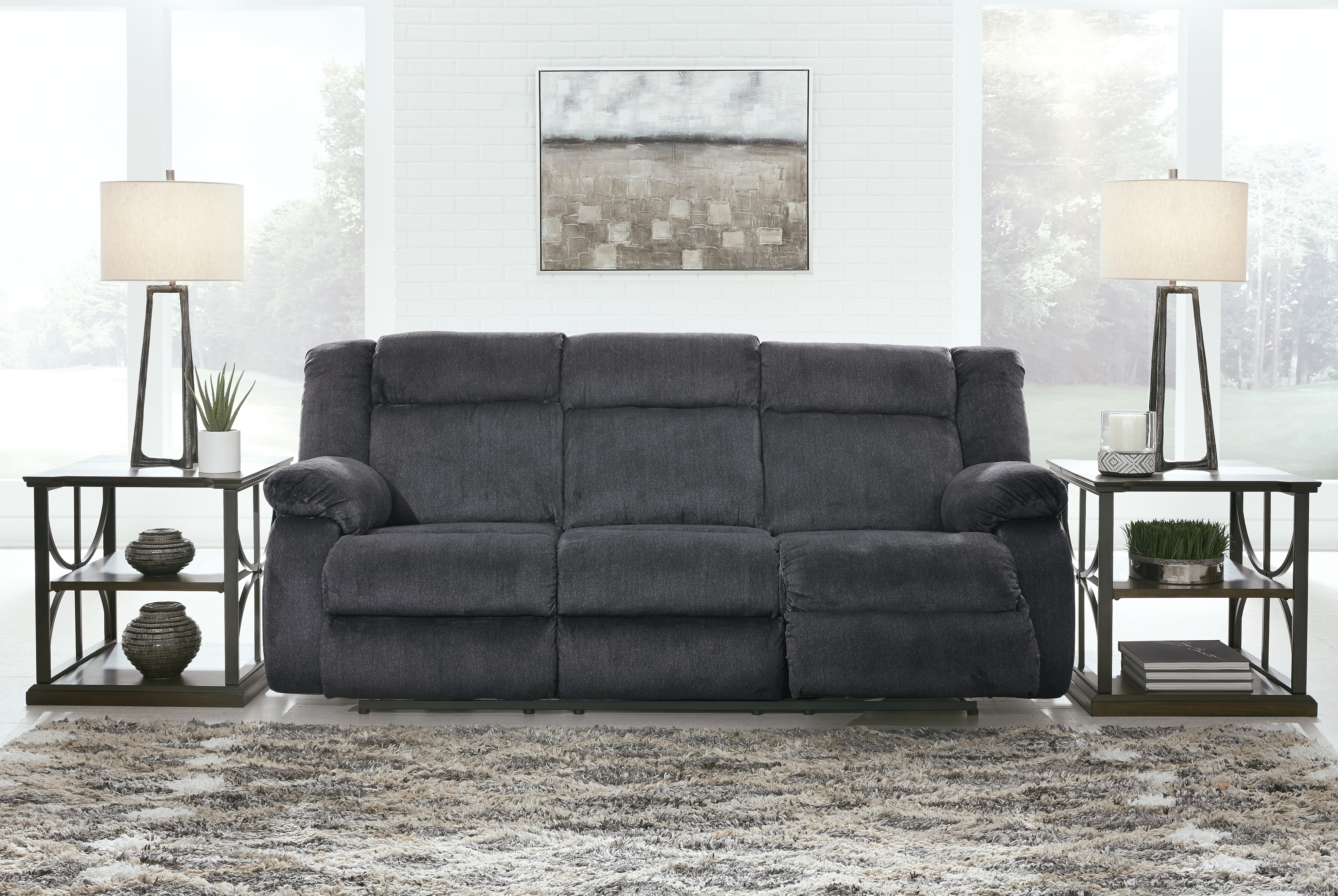 Signature Design by Ashley Living Room Burkner Power Reclining Sofa ...