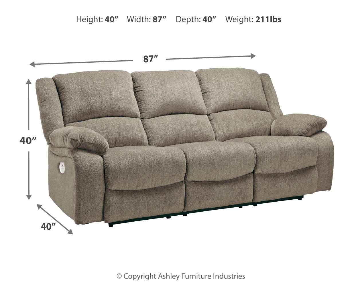 Signature Design by Ashley Living Room Draycoll Power Reclining Sofa ...