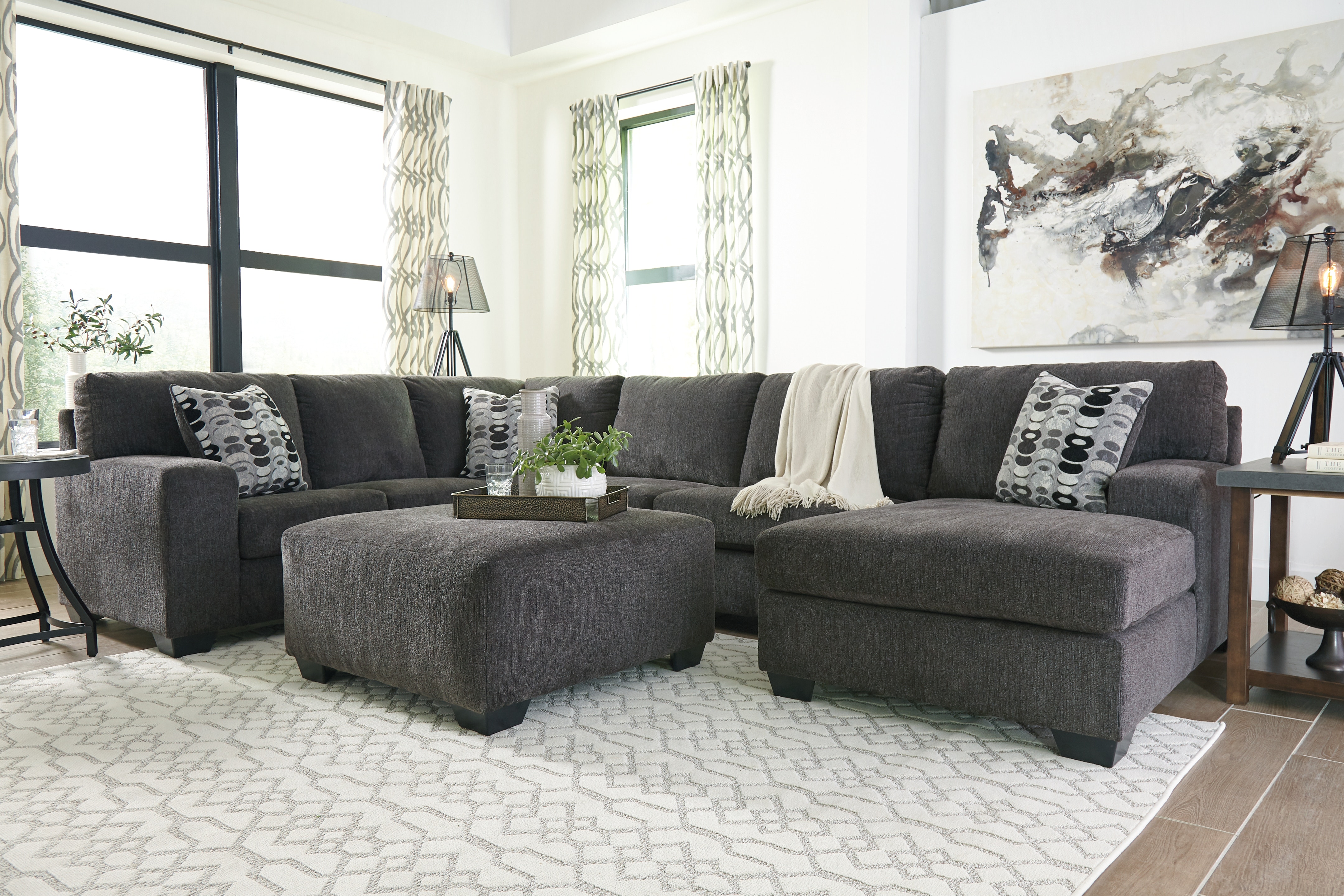 Ashley Ballinasloe Ballinasloe 3-Piece Sectional and Ottoman 80703U1 ...