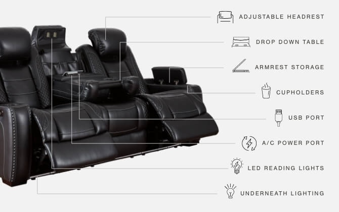 Signature Design by Ashley Living Room Party Time Power Reclining Sofa ...