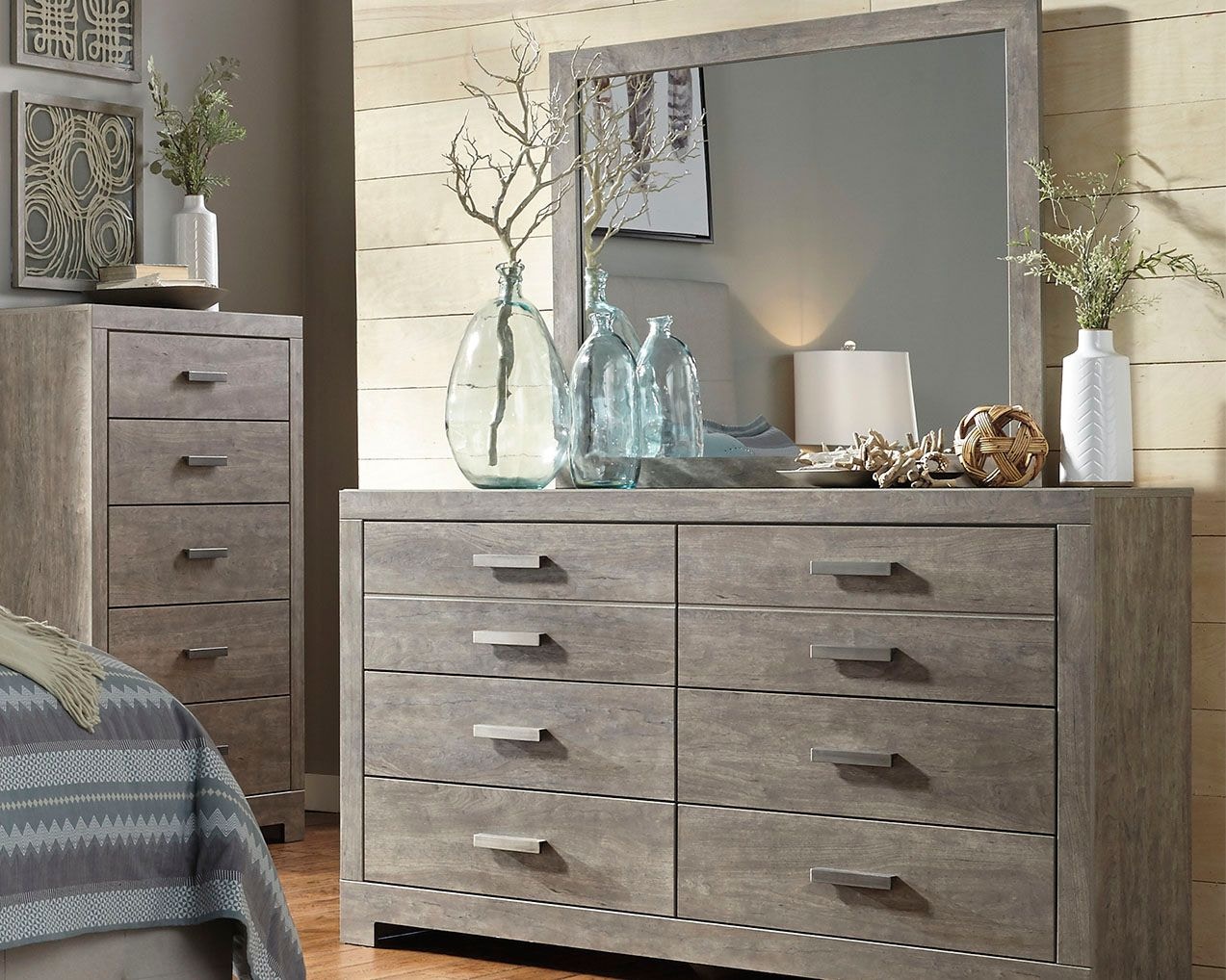 Signature Design by Ashley Bedroom Culverbach Dresser and Mirror B070B1 Furniture Plus Inc