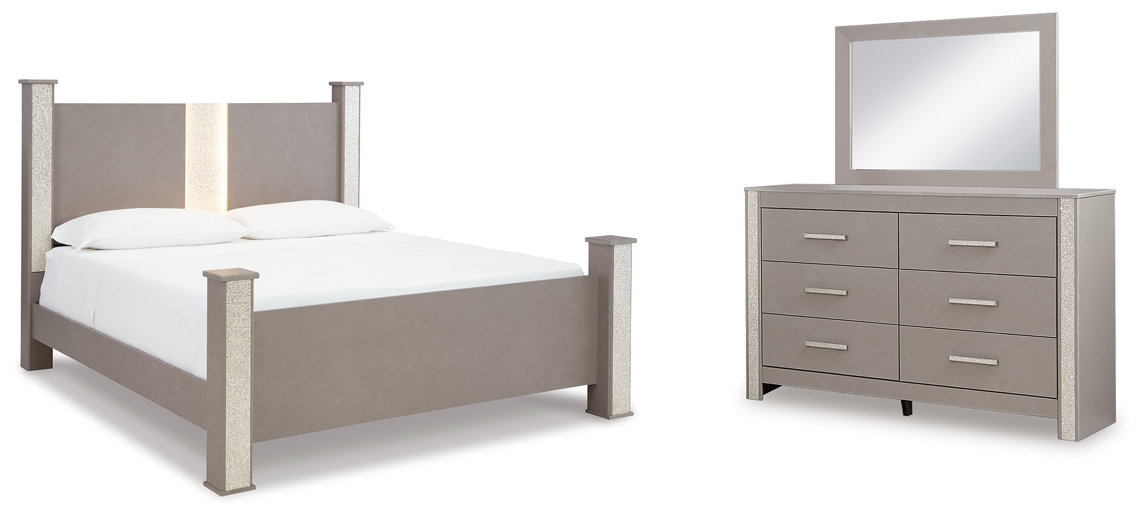 Ashley Surancha Surancha Queen Poster Bed, Dresser and Mirror B1145B5 ...