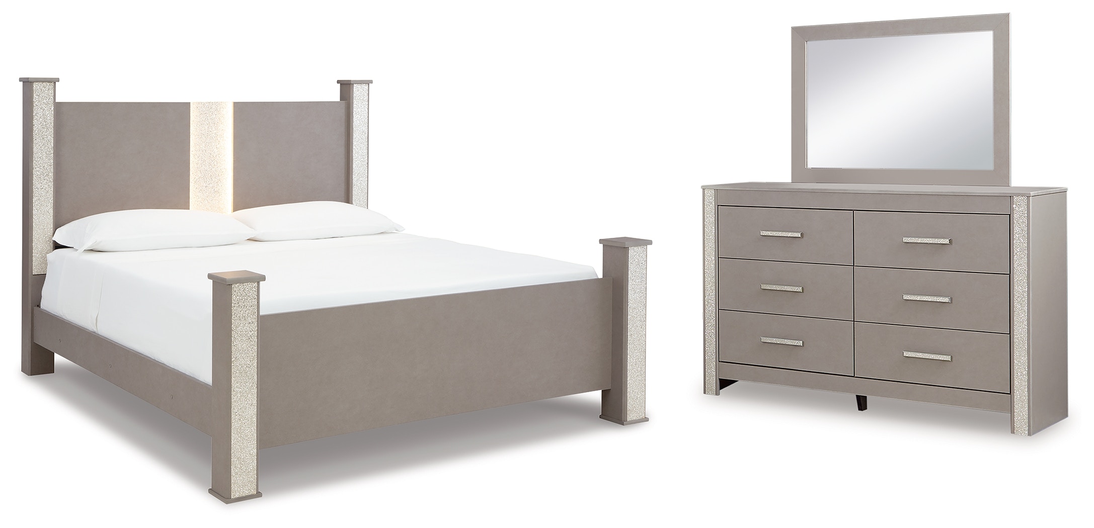 Signature Design by Ashley Bedroom Surancha King Poster Bed, Dresser ...