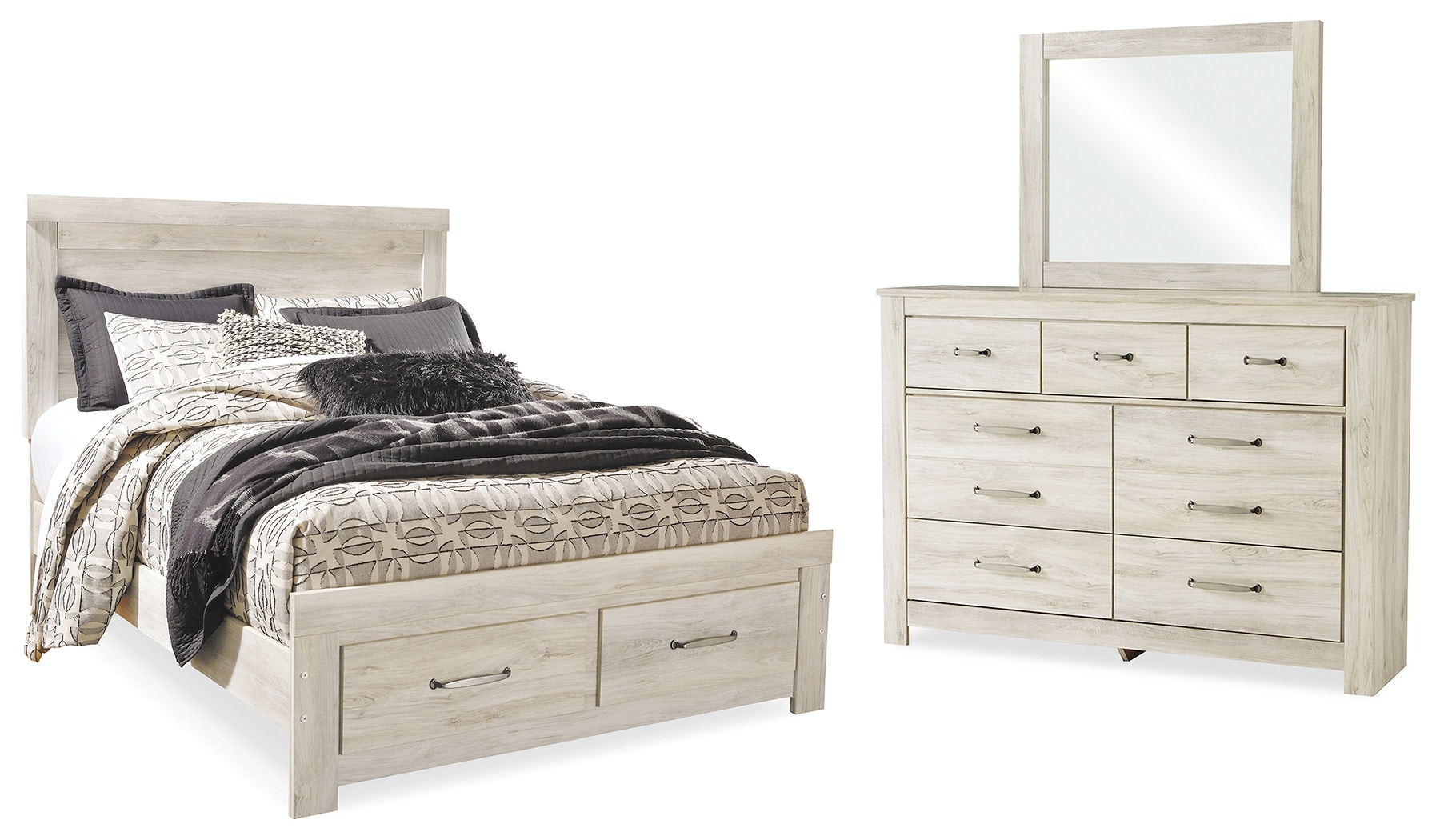 Ashley Bellaby Bellaby Queen Panel Storage Bed, Dresser and Mirror ...