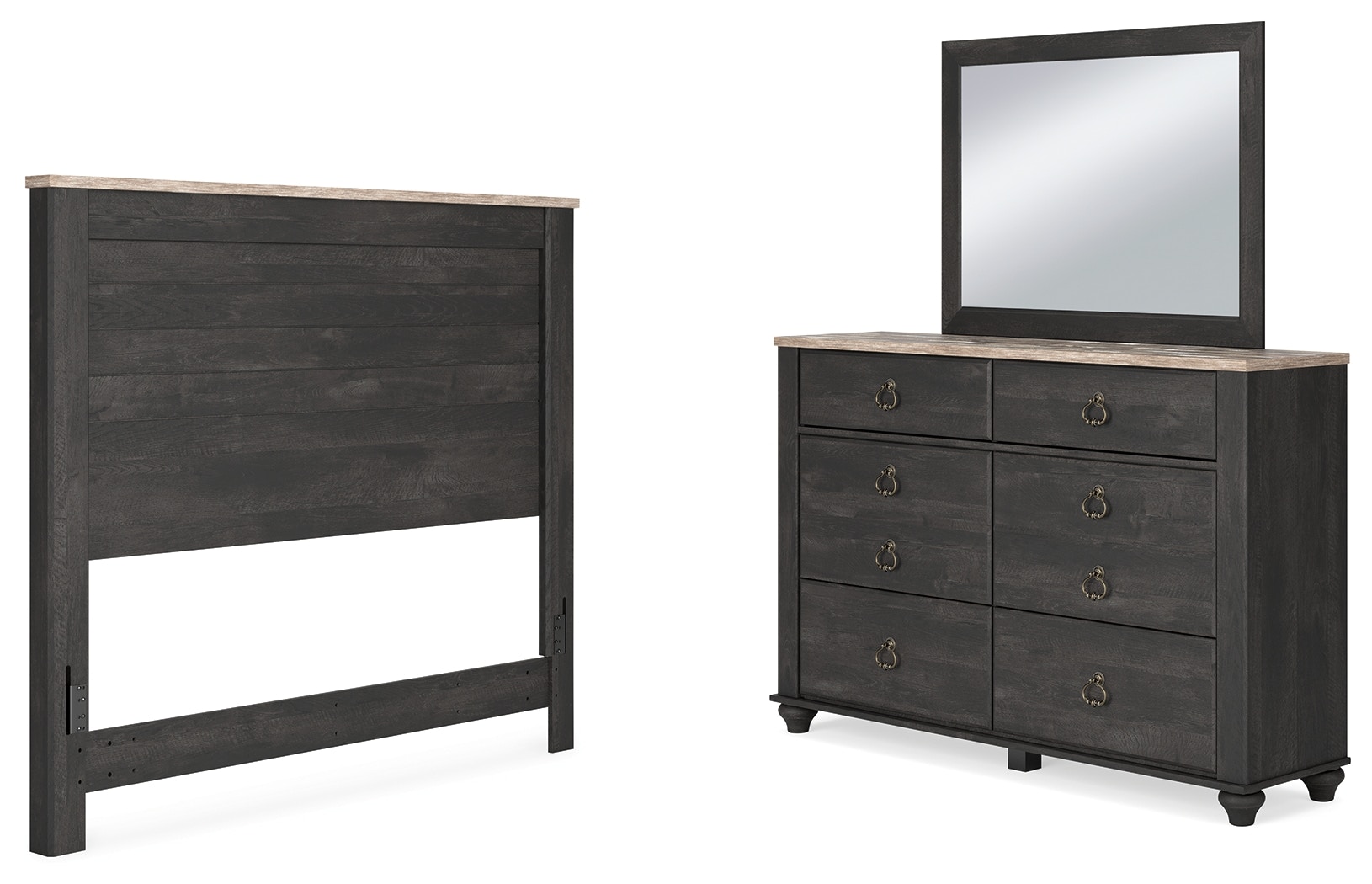 Ashley Nanforth Nanforth Queen Panel Headboard, Dresser and Mirror ...