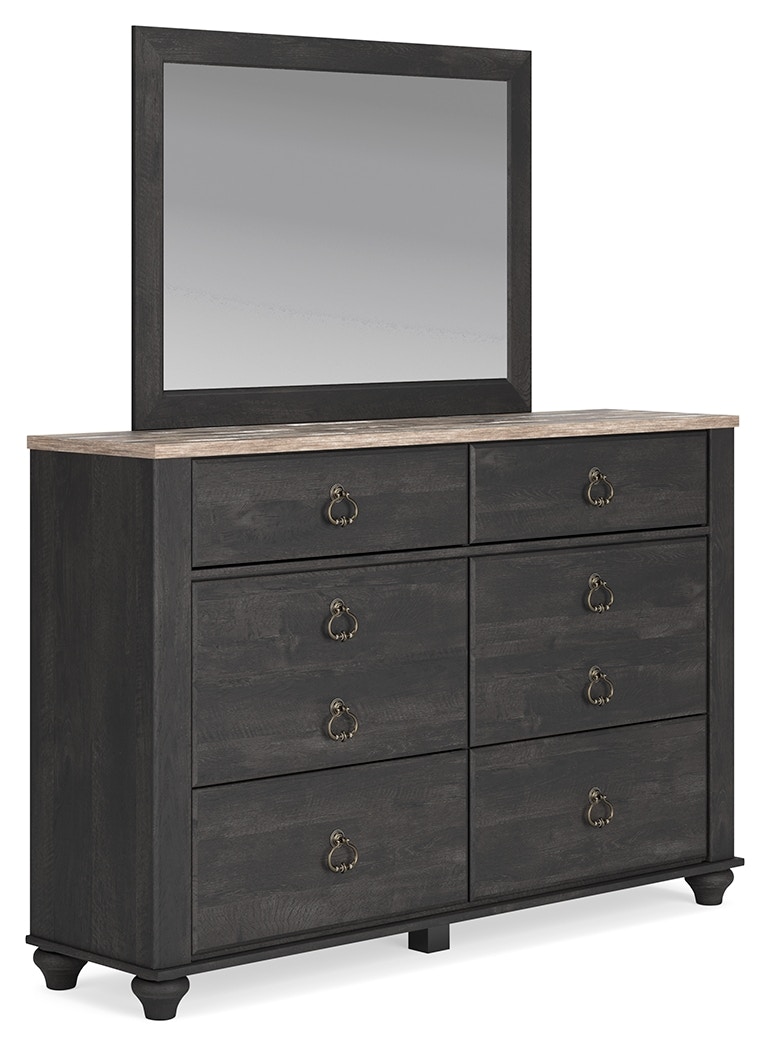Signature Design by Ashley Bedroom Nanforth King Panel Bed, Dresser and Mirror B3670B6 - Woodstock