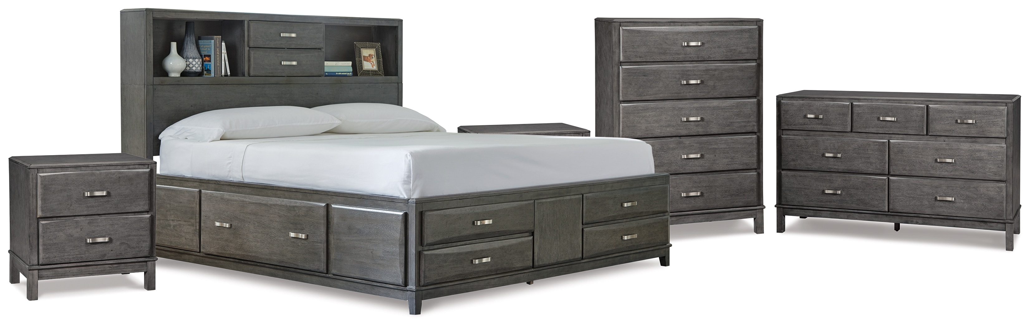 Ashley Caitbrook Caitbrook King Storage Bed, Dresser, Chest and 2 ...