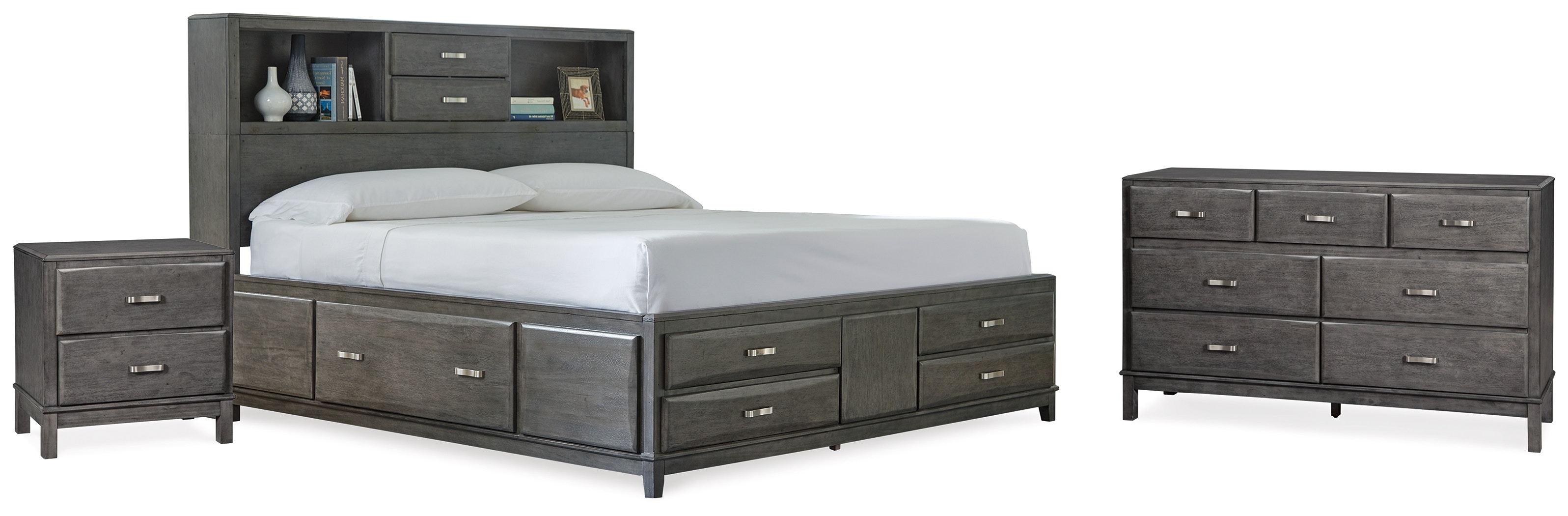 Signature Design by Ashley Bedroom Caitbrook King Storage Bed Dresser and Nightstand B476B12