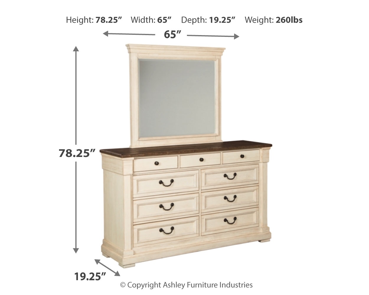Ashley Bolanburg Bolanburg King Panel Bed, Dresser and Mirror B647B27 ...