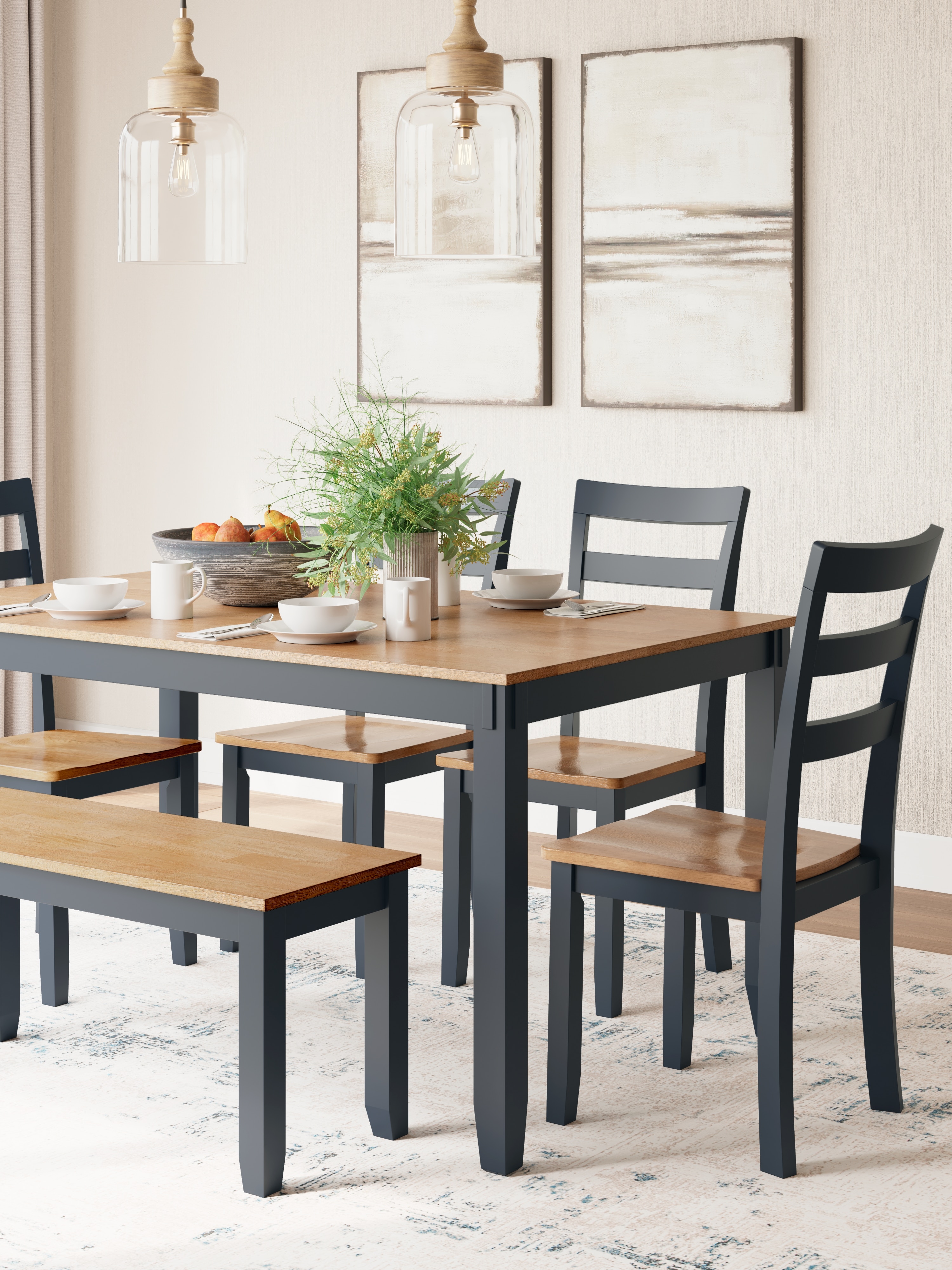 Signature Design by Ashley Casual Dining Gesthaven Dining Table with 4 Chairs and Bench Set of 6