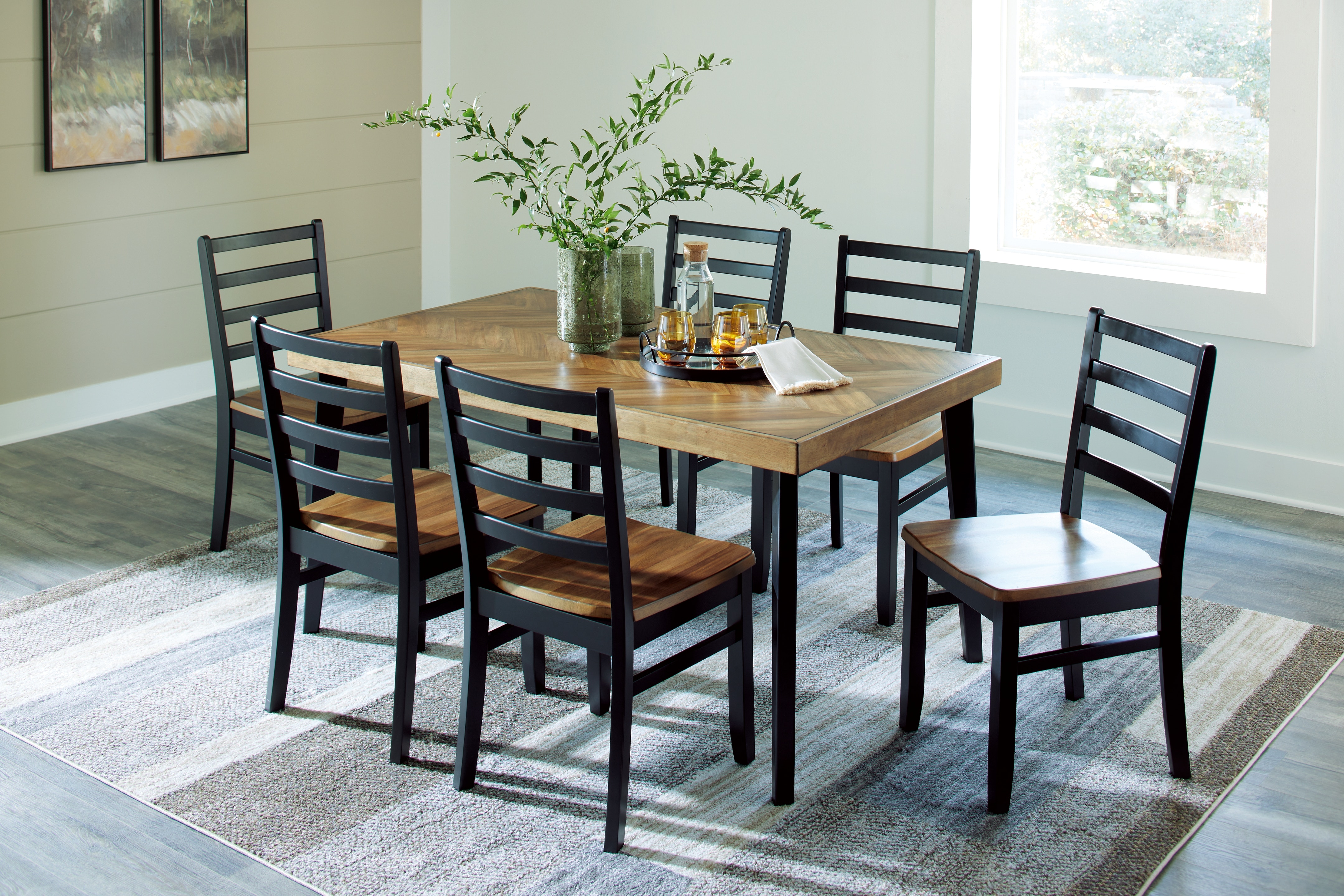 Ashley Blondon Blondon Dining Table and 6 Chairs (Set of 7) D413-425 ...