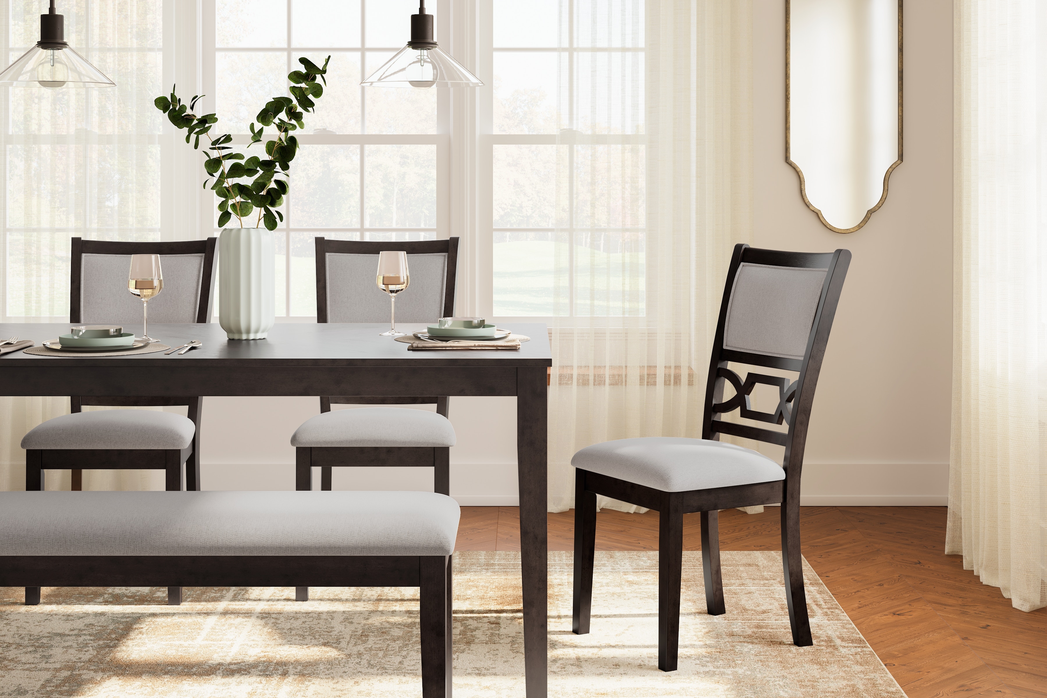 Signature Design by Ashley Casual Dining Langwest Dining Table and 4 ...