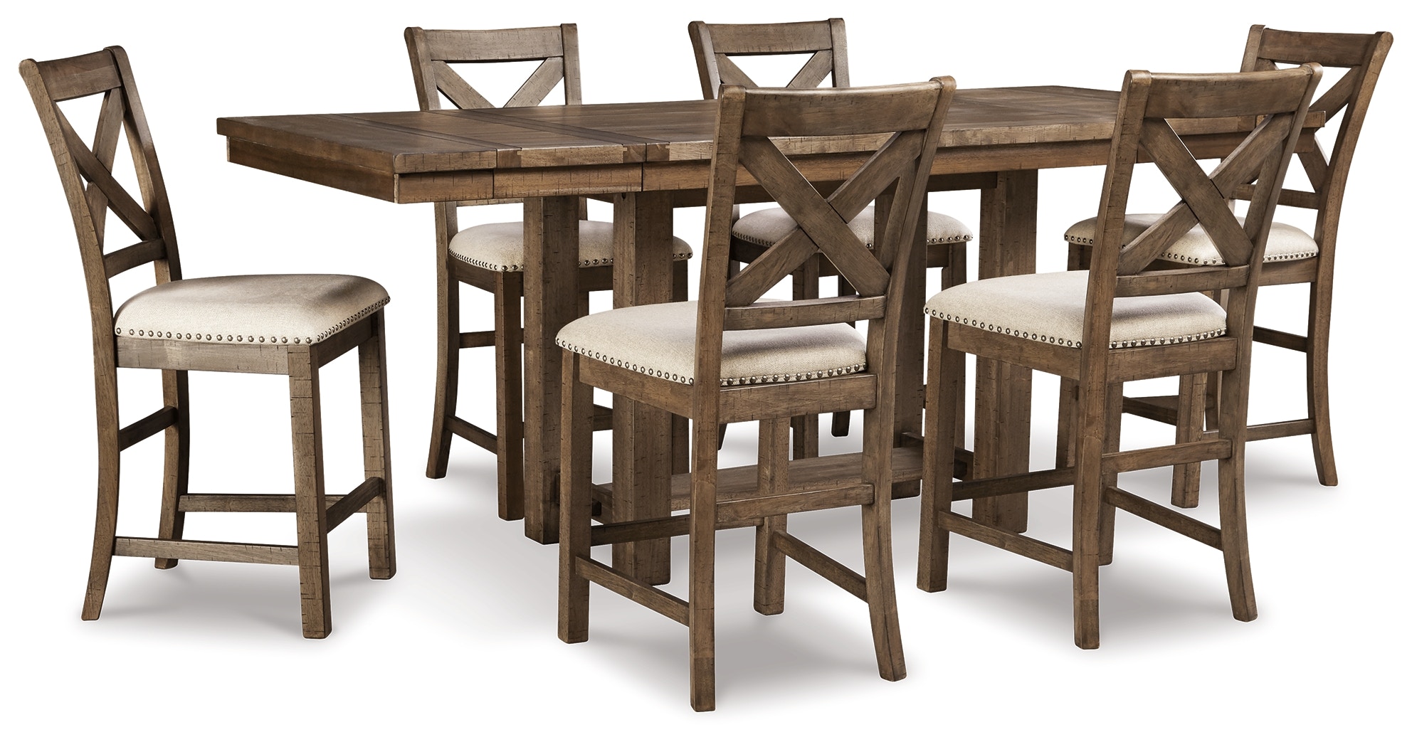 Ashley Moriville Moriville Counter Height Dining Table and 6 Barstools ...