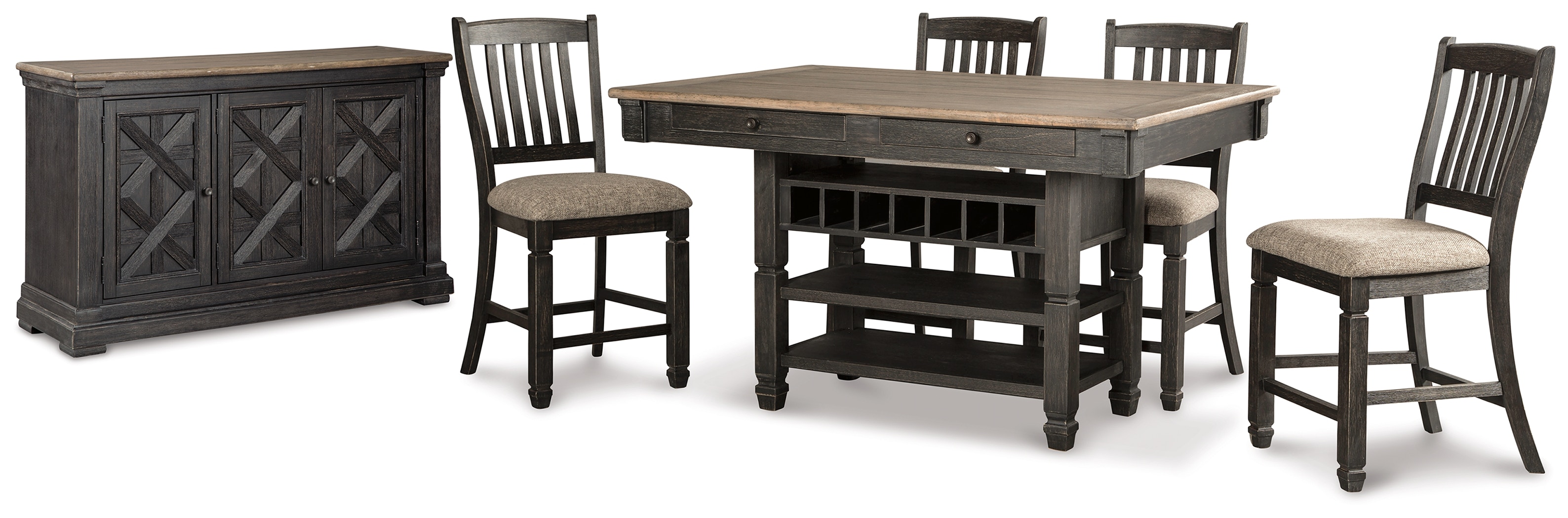 Signature Design by Ashley Casual Dining Tyler Creek Counter Height Dining Table and 4 Barstools