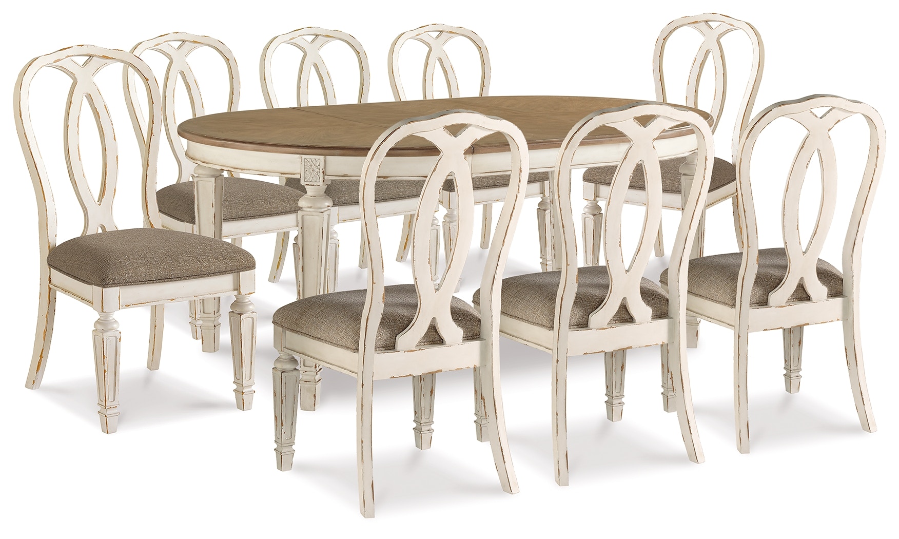Ashley Realyn Realyn Dining Table and 8 Chairs D743D15 Portland OR Key Home Furnishings