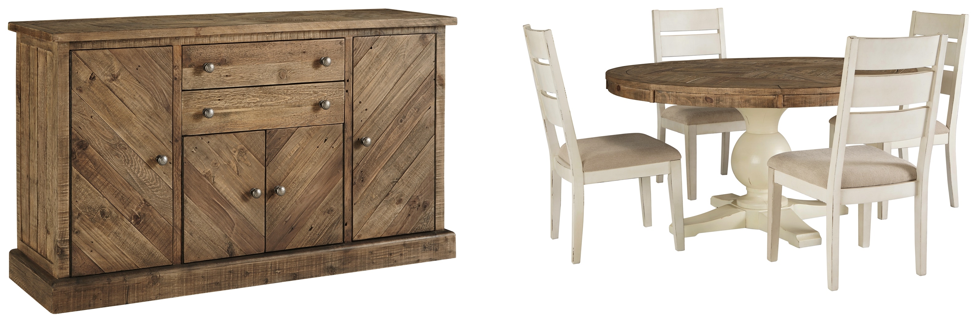 Ashley Grindleburg 6 Piece Round Dining Room Table Set D754-50TB-05-4 ...