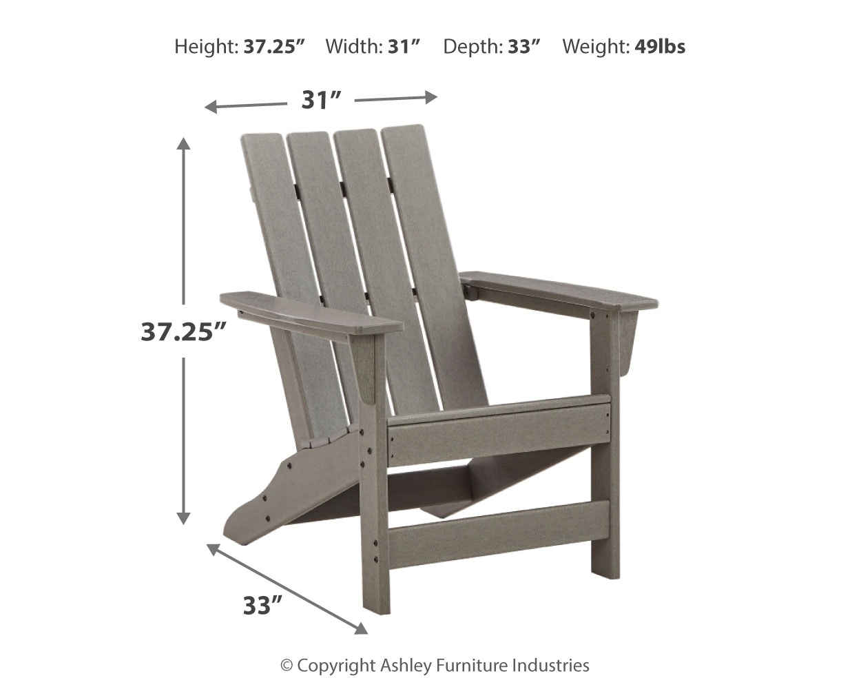 Signature Design by Ashley Outdoor Furniture Visola Adirondack Chair ...