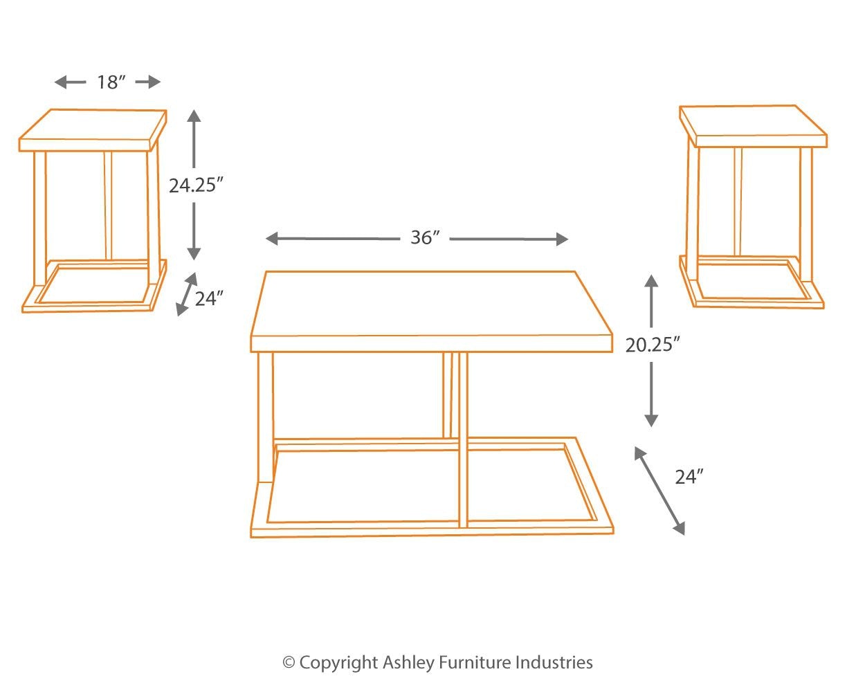 Signature Design by Ashley Living Room Airdon Table (Set of 3) T194-13 ...