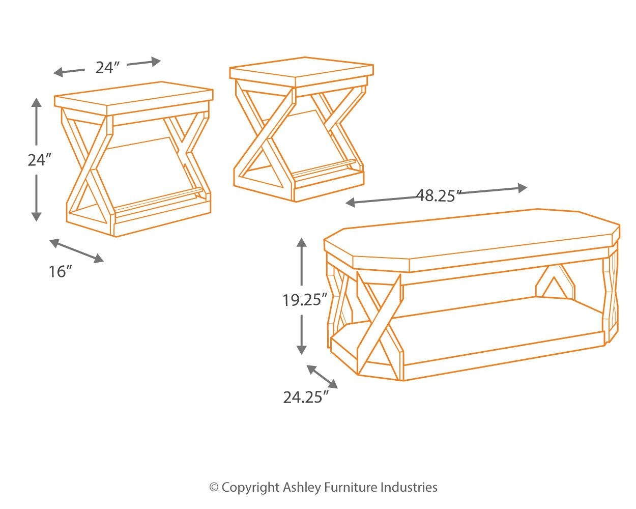 Signature Design by Ashley Living Room Radilyn Table (Set of 3 ...