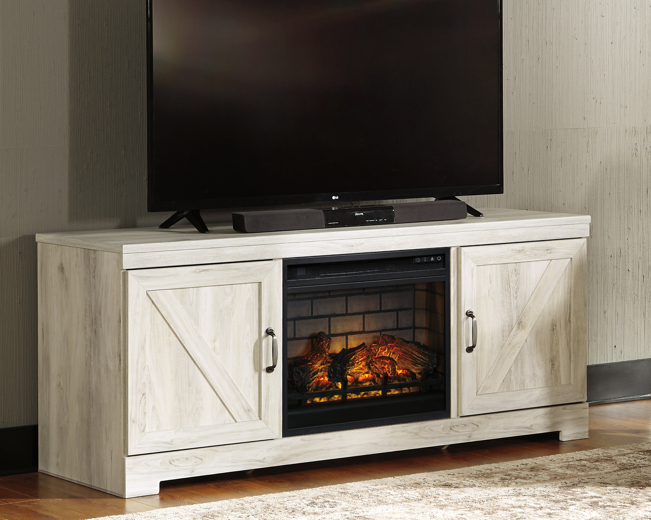 Signature design by ashley tv stand with fireplace store