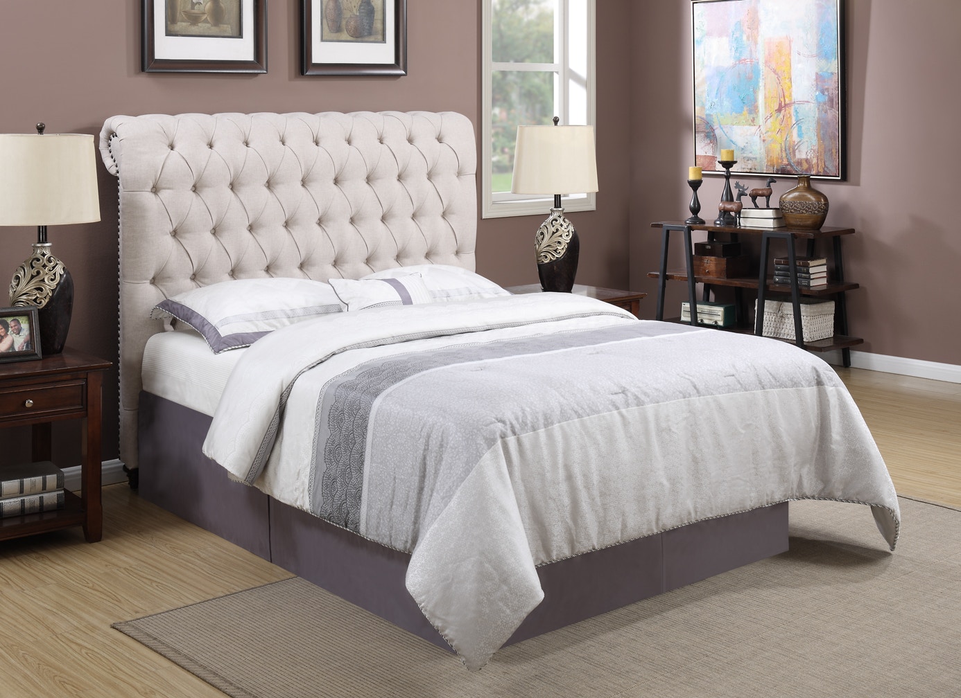 Coaster Bedroom Devon 57-inch Upholstered Full Headboard Beige 300525FB1 - Payless Furniture