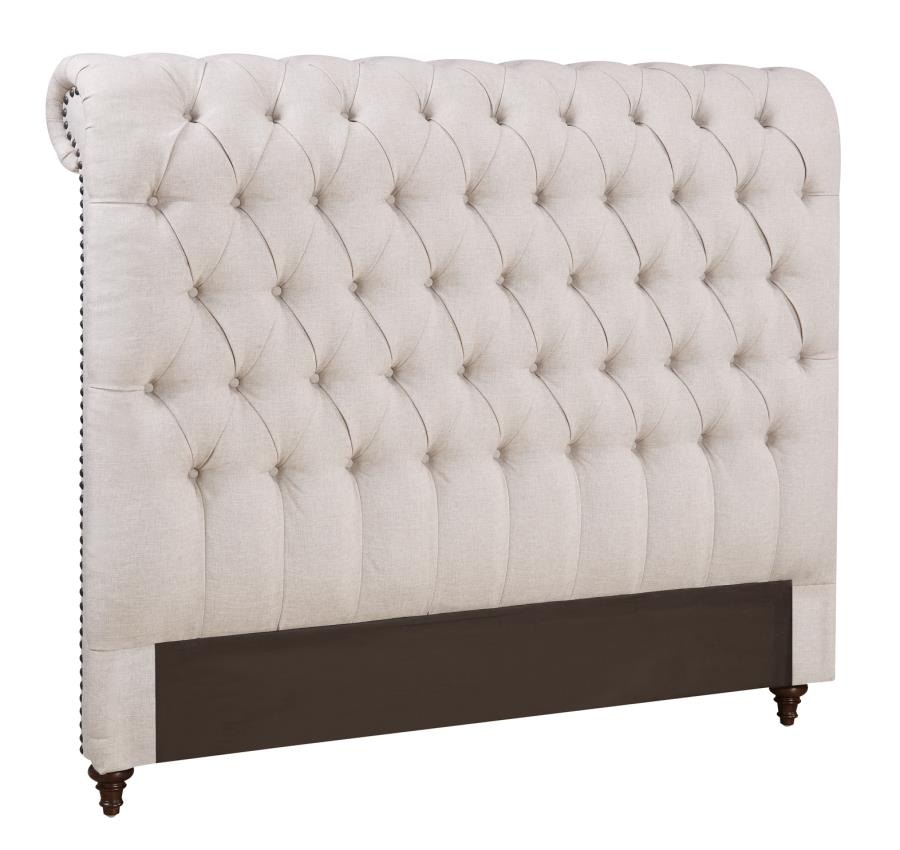 Coaster Bedroom Devon Upholstered Queen Panel Headboard Beige 300525QB1 Anna s Home Furnishings