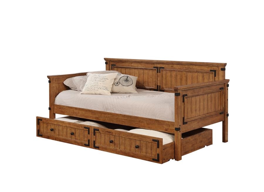 Coaster Bedroom Oakdale Wood Twin Daybed Rustic Honey 300675 Wenz Home Furniture Green Bay WI