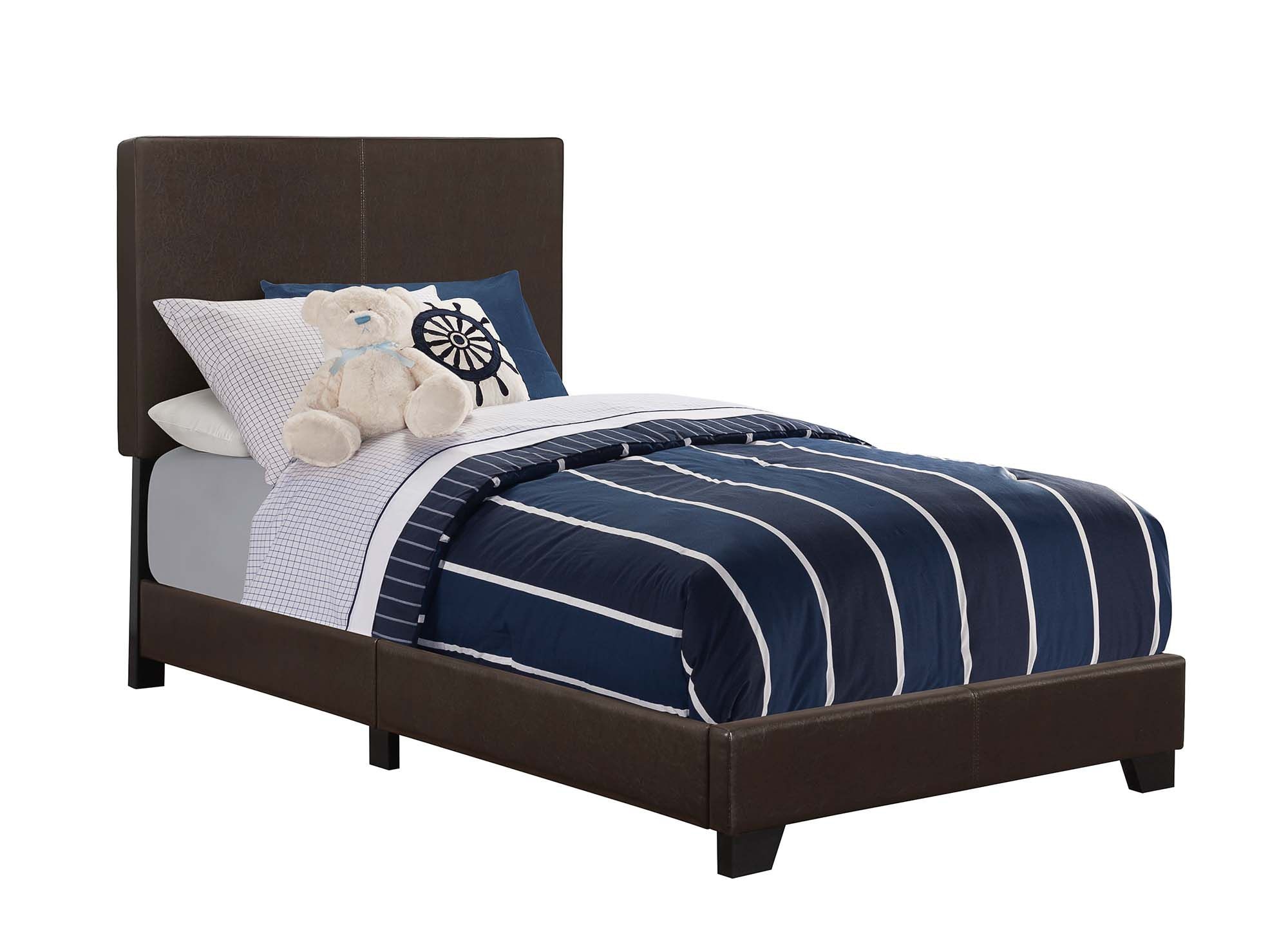 Coaster Bedroom Dorian Upholstered Twin Panel Bed Brown 300762T Furniture Market Austin TX