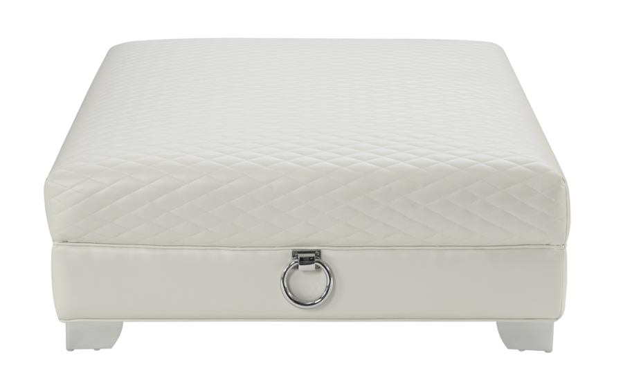 Coaster Living Room Chaviano Square Upholstered Ottoman Pearl White ...