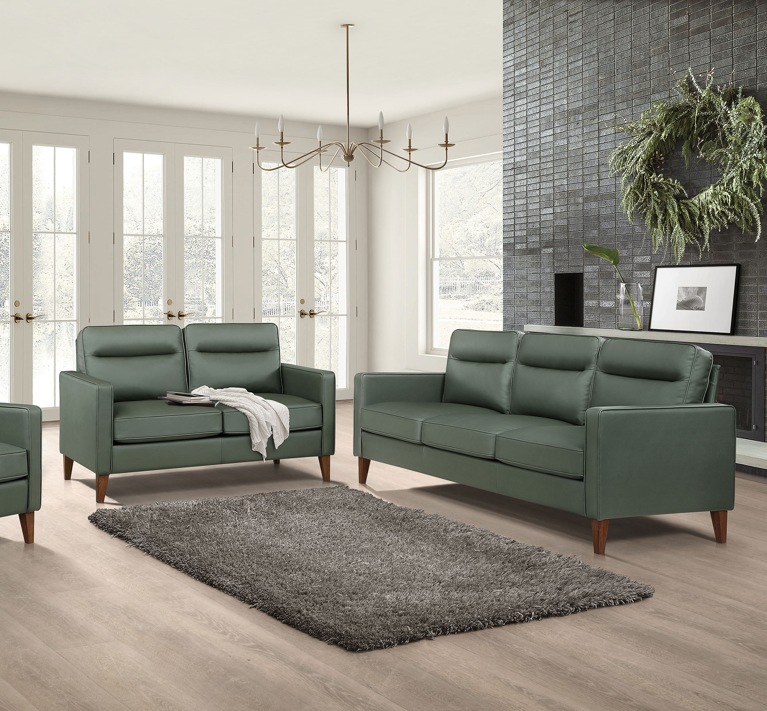 Coaster Living Room Jonah 2-piece Upholstered Track Arm Sofa Set Green ...