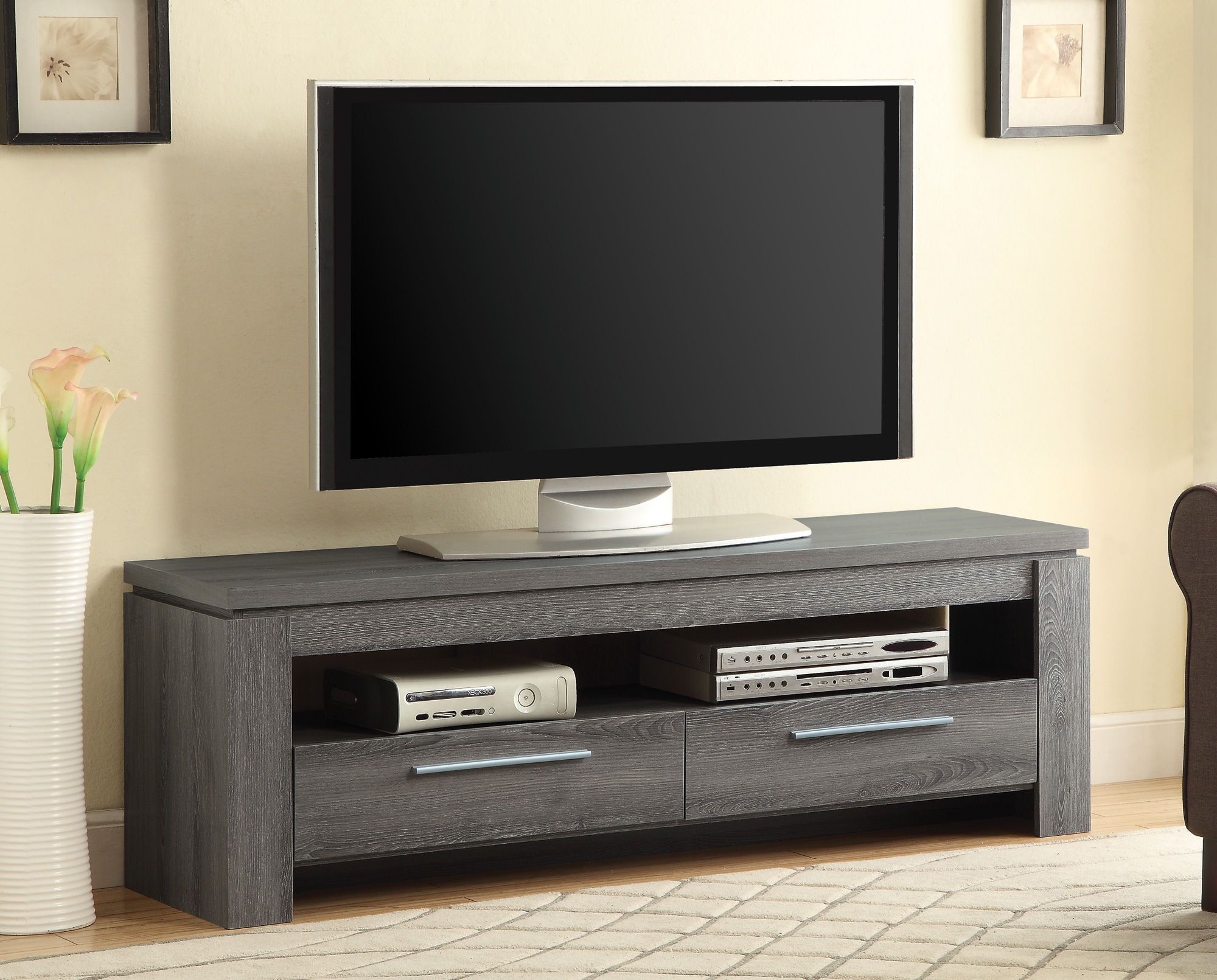 Elkton 2 drawer Engineered Wood 59 TV Stand Weathered Grey