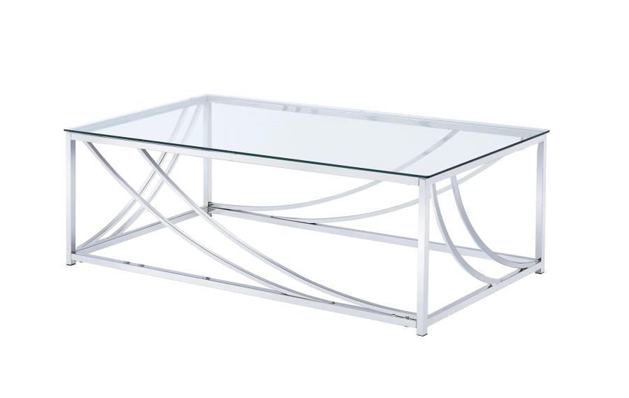 Coaster Living Room Lille Rectangular Glass Top Coffee Table Chrome 720498 Anna s Home