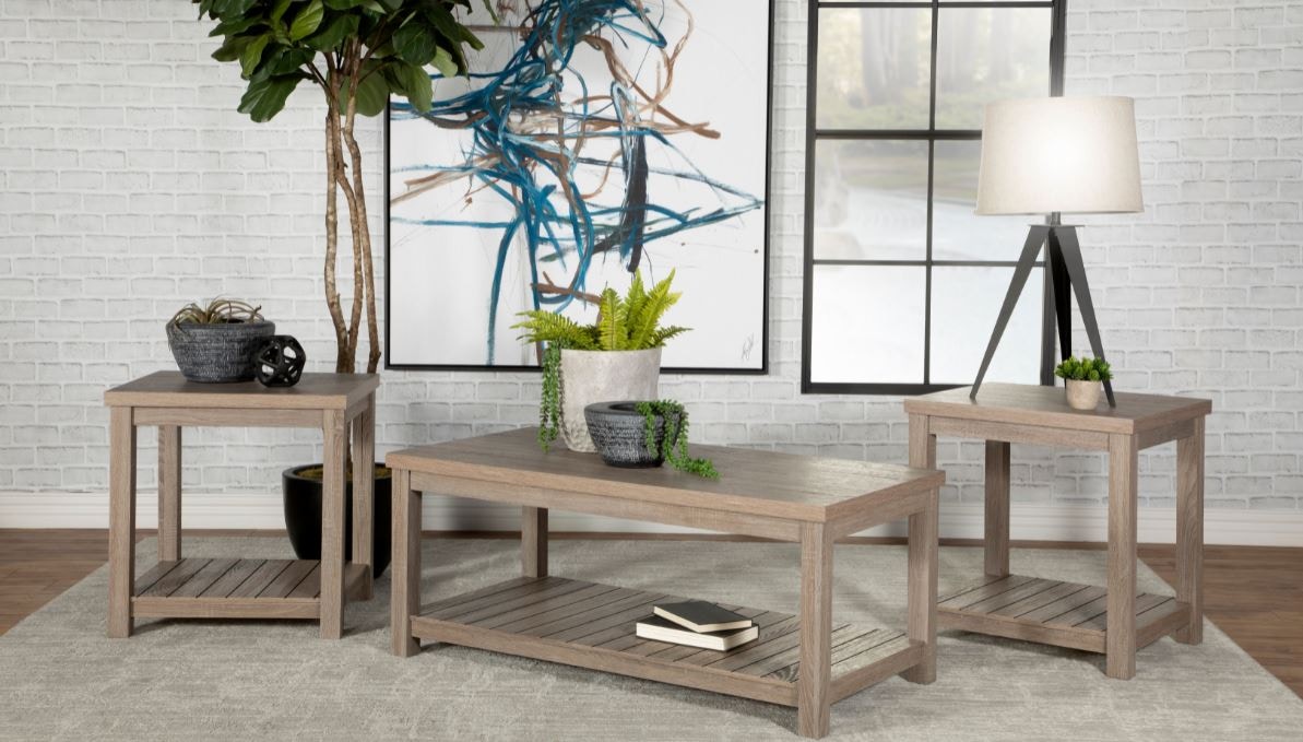 Coaster Living Room Colter 3 piece Engineered Wood Coffee Table Set Greige 736136 Payless