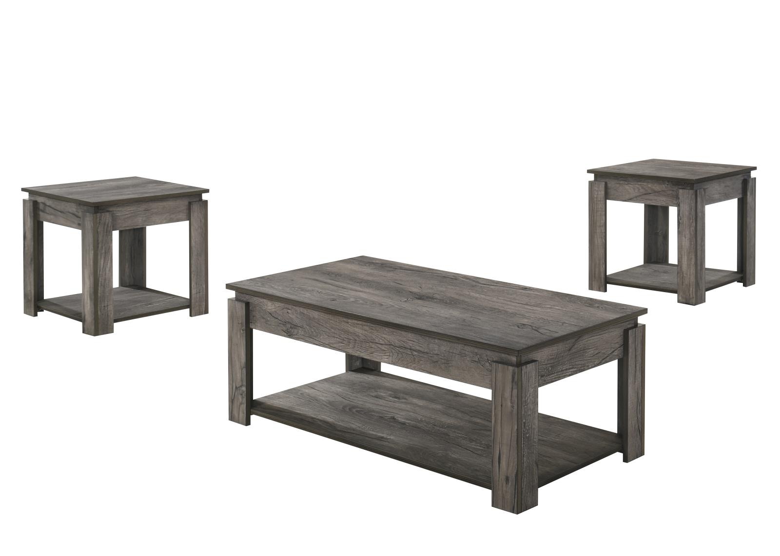 Coaster Living Room Donal 3 piece Rectangular Coffee Table Set Weathered Grey 736145 King