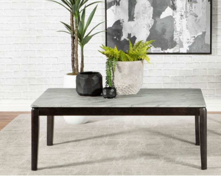 Mozzi Rectangular Faux Marble Coffee Table Grey And Black