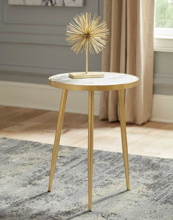 Coaster Living Room Acheson Round Marble Top Side Table White And Gold 930060 Rider Furniture