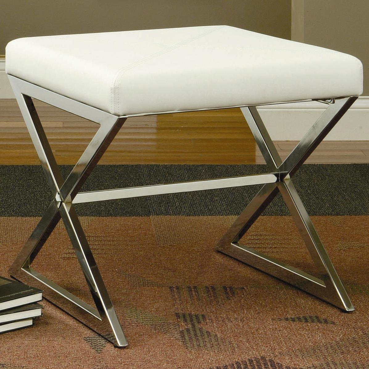 Rita X cross Square Ottoman White And Chrome