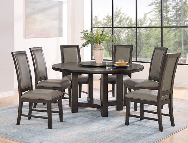 Crown Mark Casual Dining Jeffries Round Table with Lazy Susan 2070T-60 ...