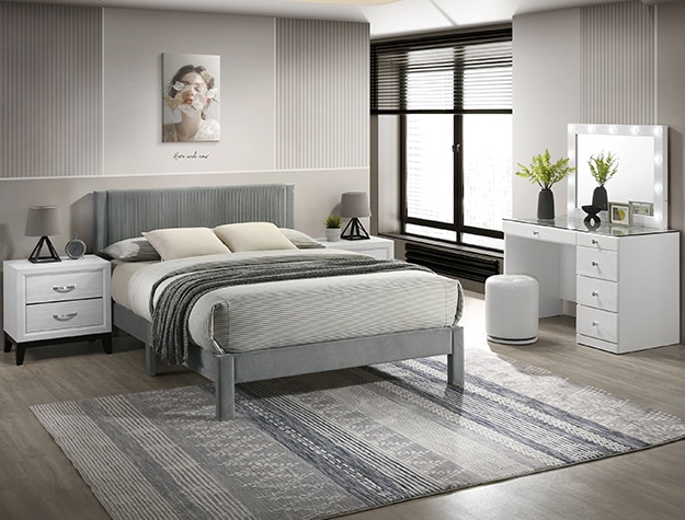 Crown Mark Bedroom Lucia Bed Frame Light Gray 5097LG - Weiss Furniture ...