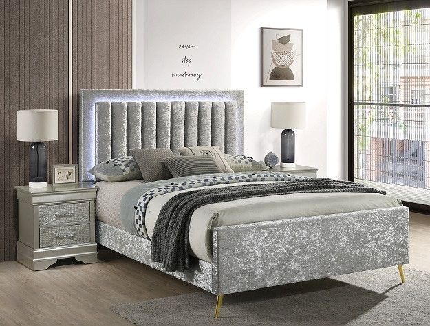 Crown Mark Bedroom Glisten Queen Headboard/Footboard Silver 5268SV-Q ...