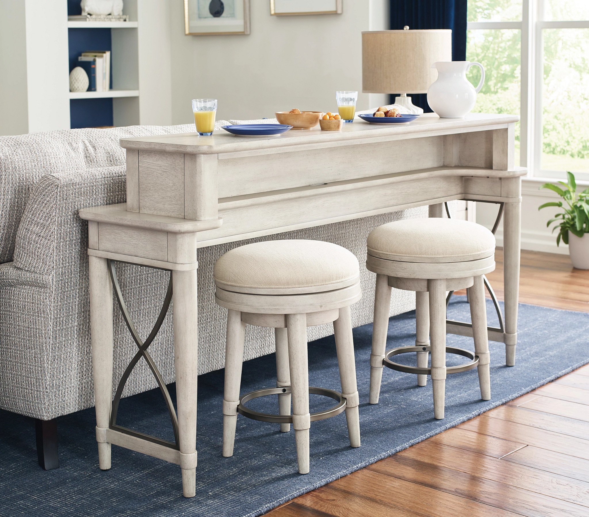 Hammary Casual Dining Counter Console With 2 Stools 181-587 | Hickory ...