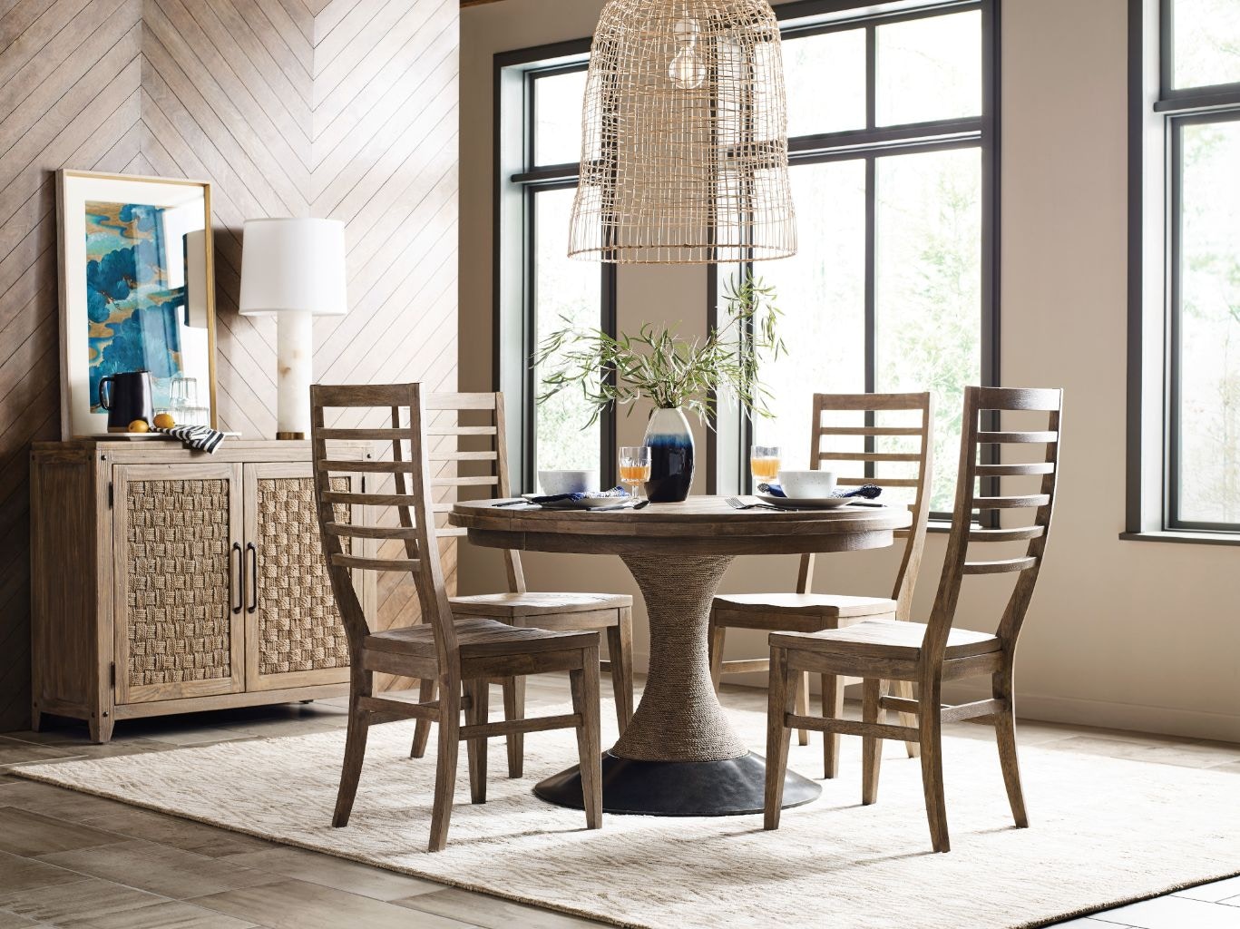 Kincaid Furniture Casual Dining Lindale Round Dining Table - Complete ...