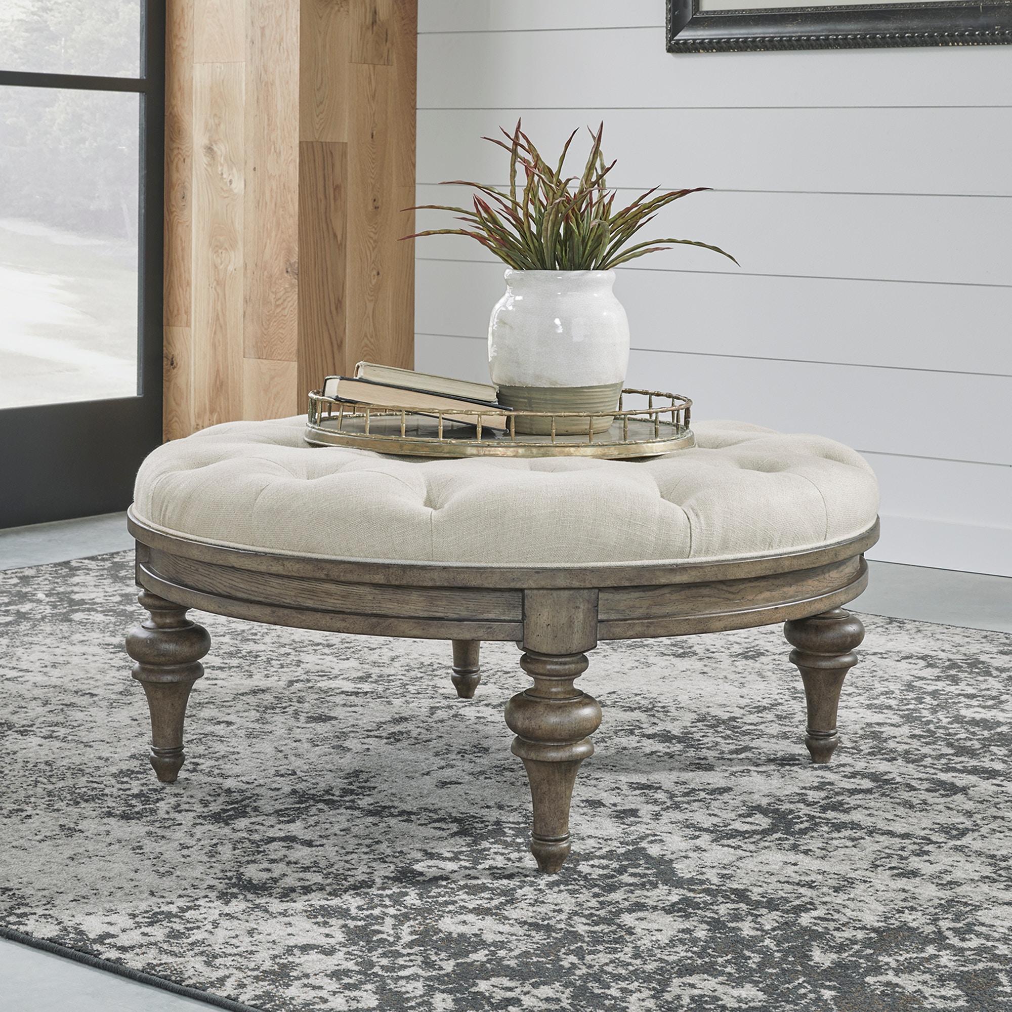 Circular ottoman coffee table store